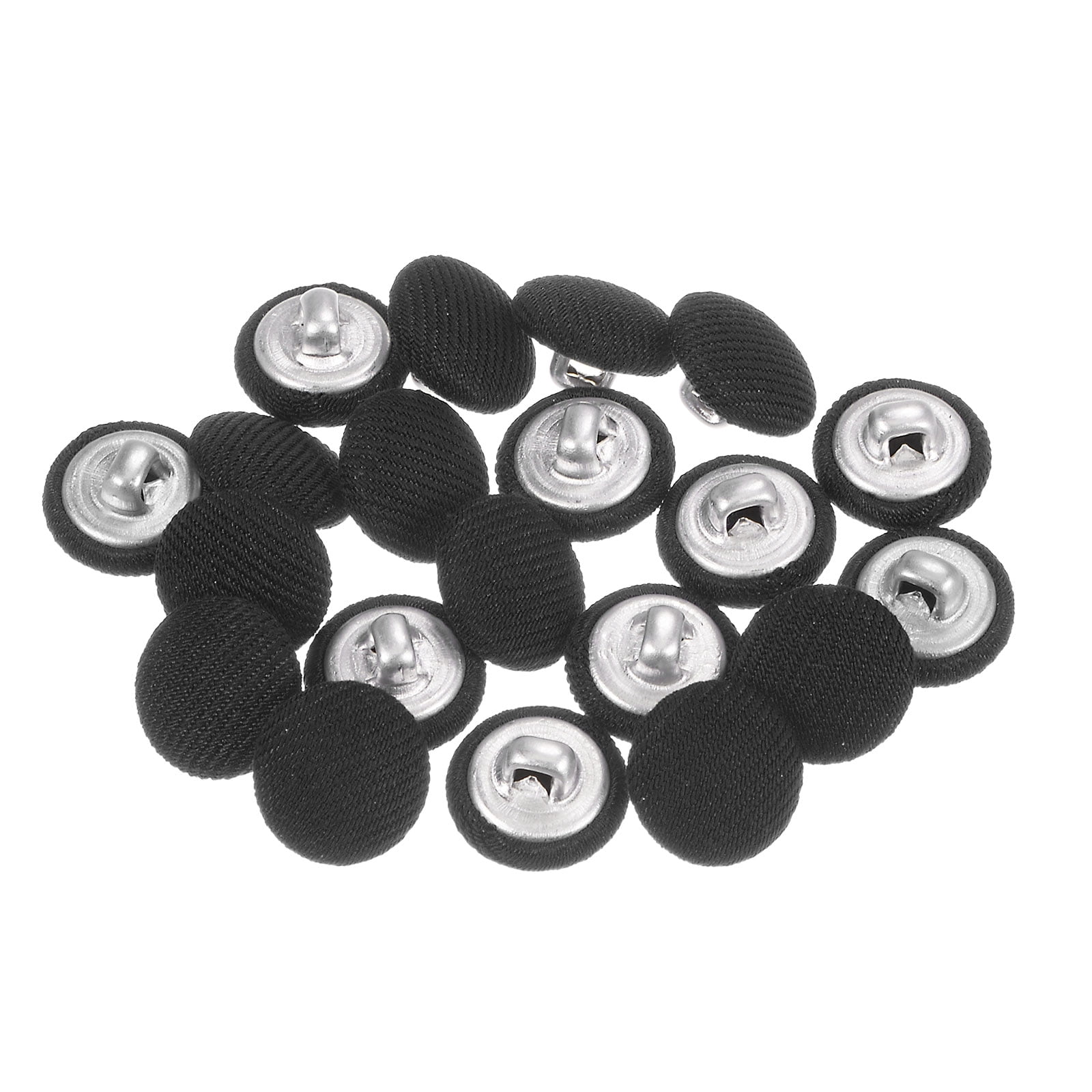 Uxcell 20pcs 20L Fabric Cloth Covered Button 12.5mm Metal Shank Round ...