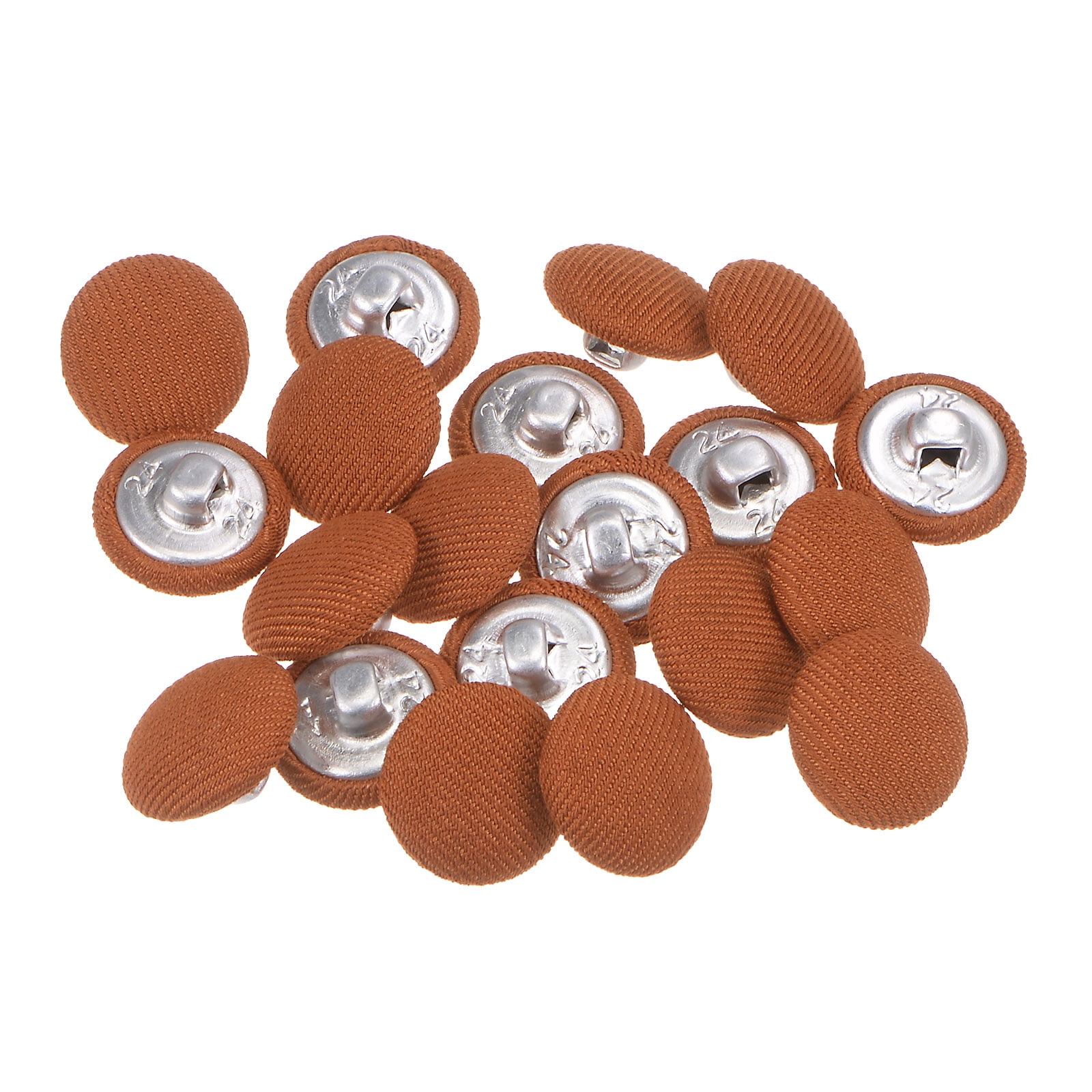 Uxcell 20pcs 24L Fabric Cloth Covered Button 15mm Metal Shank Round ...
