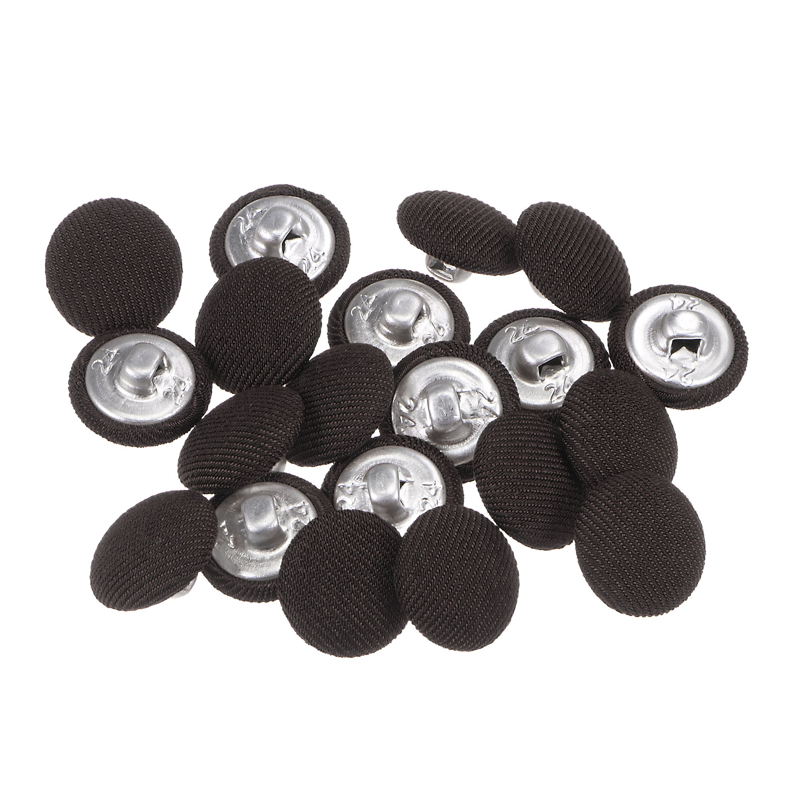 Uxcell 20pcs 24L Fabric Cloth Covered Button 15mm Metal Shank Round ...