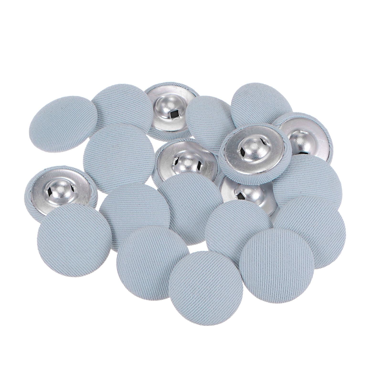 Uxcell 20pcs 34L Fabric Cloth Covered Button 21mm Metal Shank Round ...