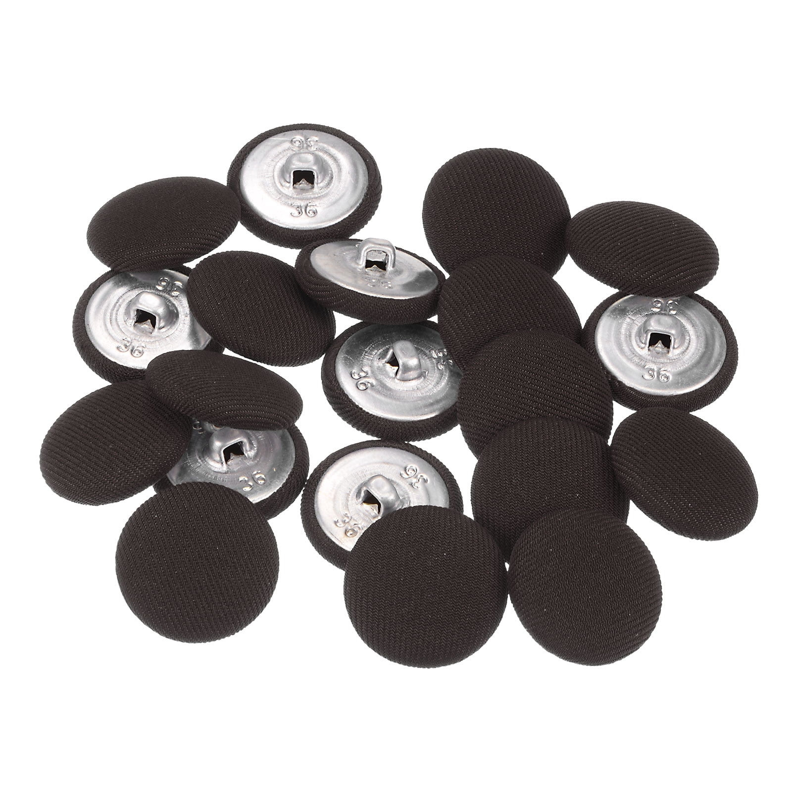 Uxcell 20pcs 36L Fabric Cloth Covered Button 23mm Metal Shank Round ...