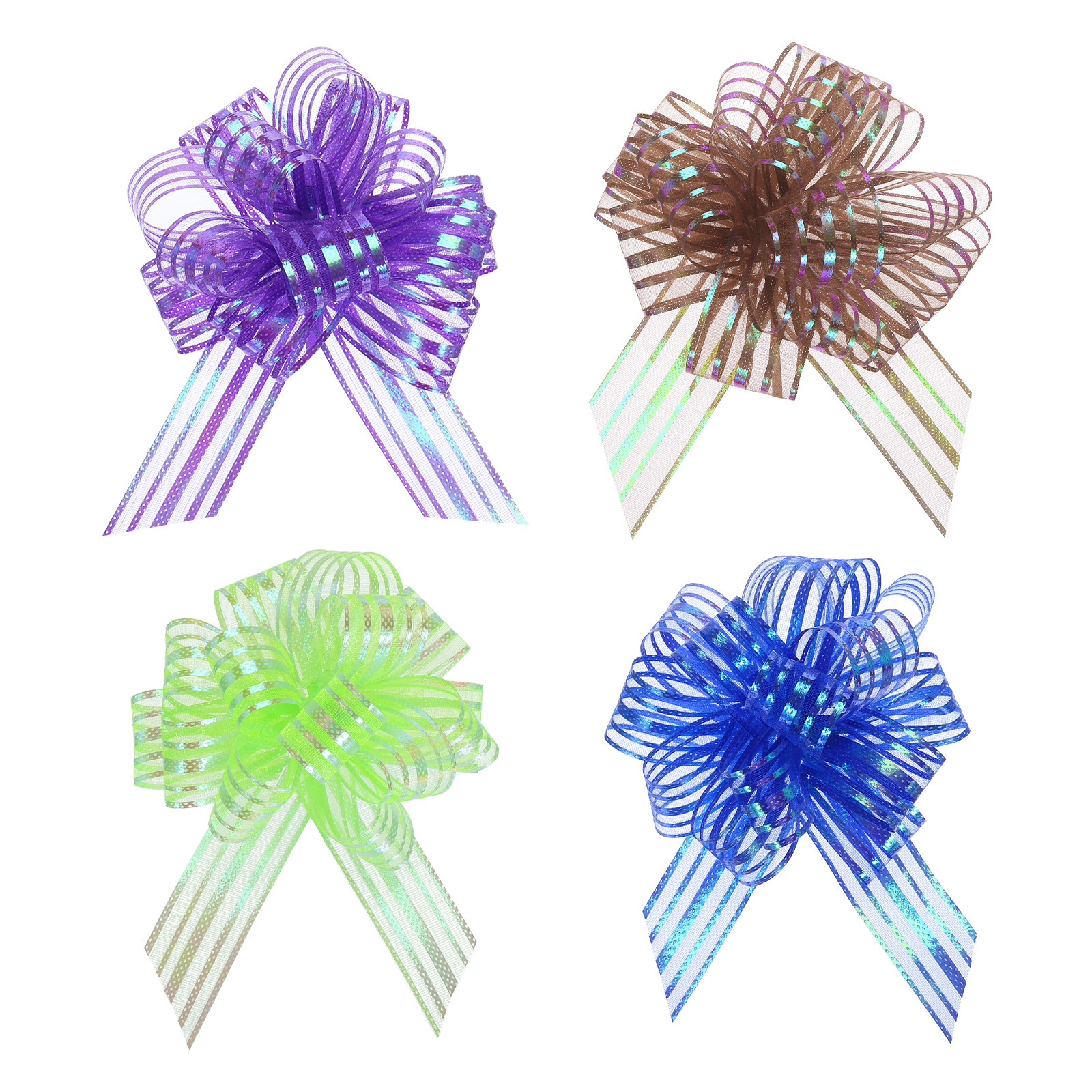 Uxcell 20pcs 6 Inch Large Organza Pull Bow Metallic Chiffon Gift ...