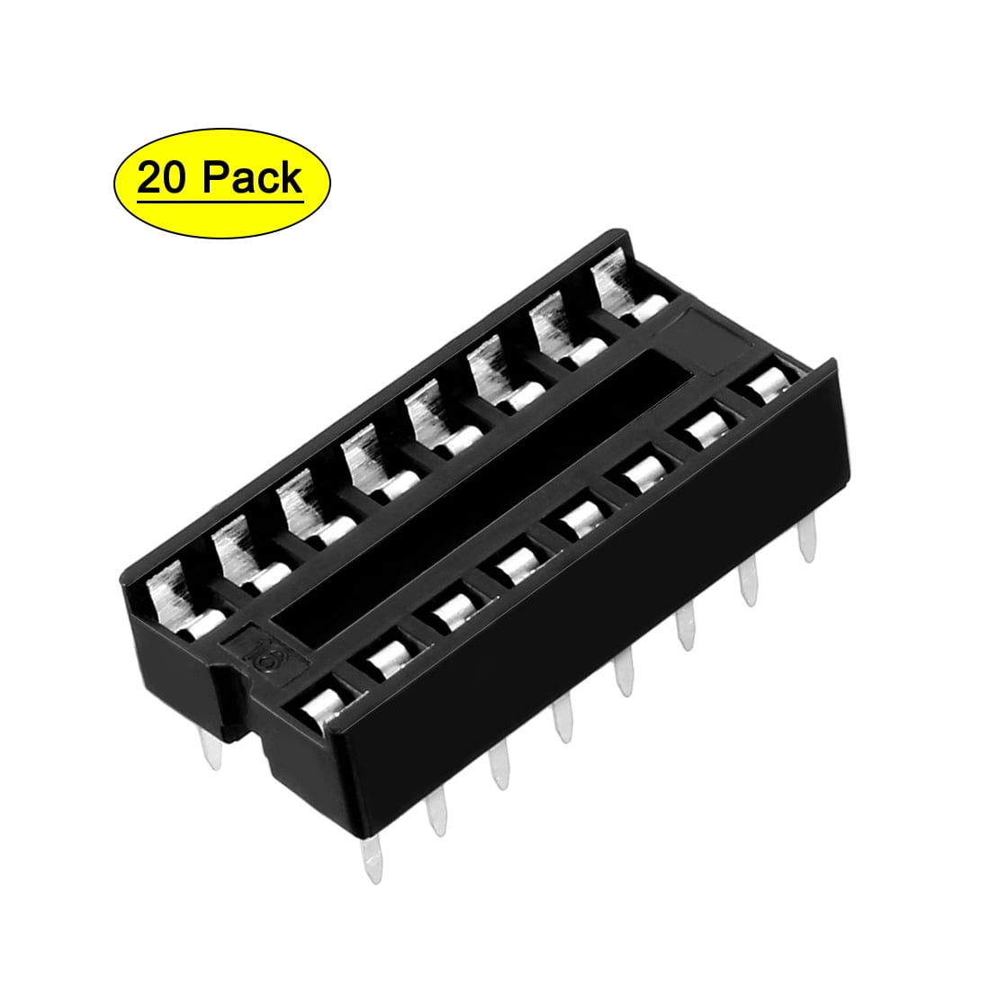 Uxcell 20pcs 7.6mm Row Pitch 2 Row 16 Flat Pins DIP IC Chip Socket ...