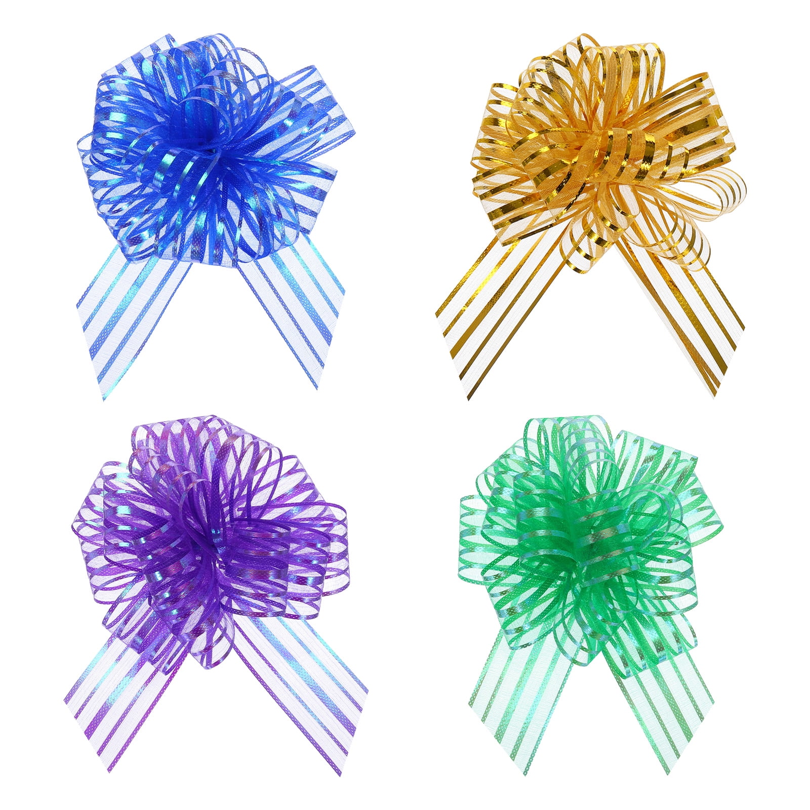 Uxcell 20pcs 8 Inch Large Organza Pull Bow Metallic Chiffon Gift ...