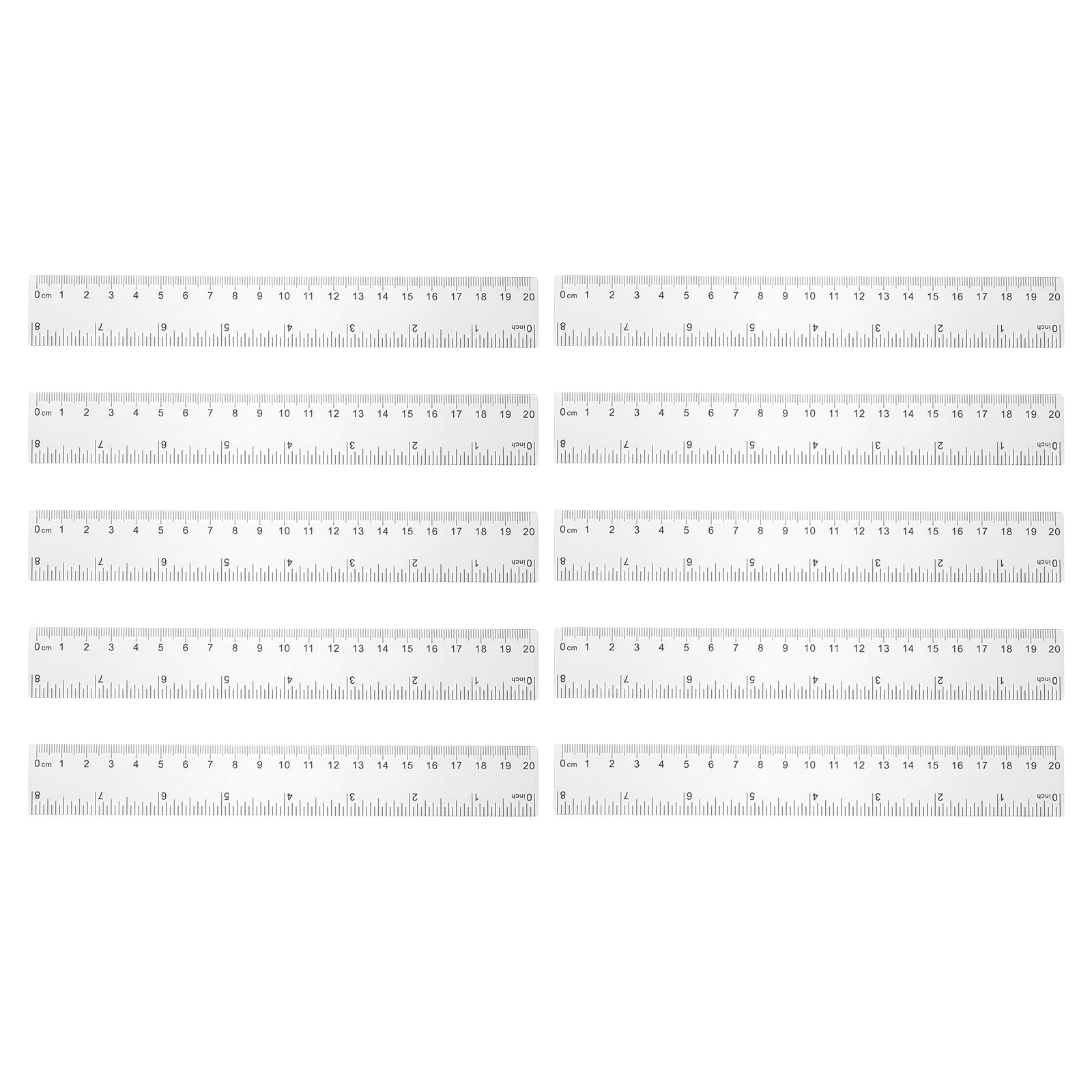 Uxcell 20pcs Clear Plastic Ruler 20cm / 0.79" Straight End Ruler with ...