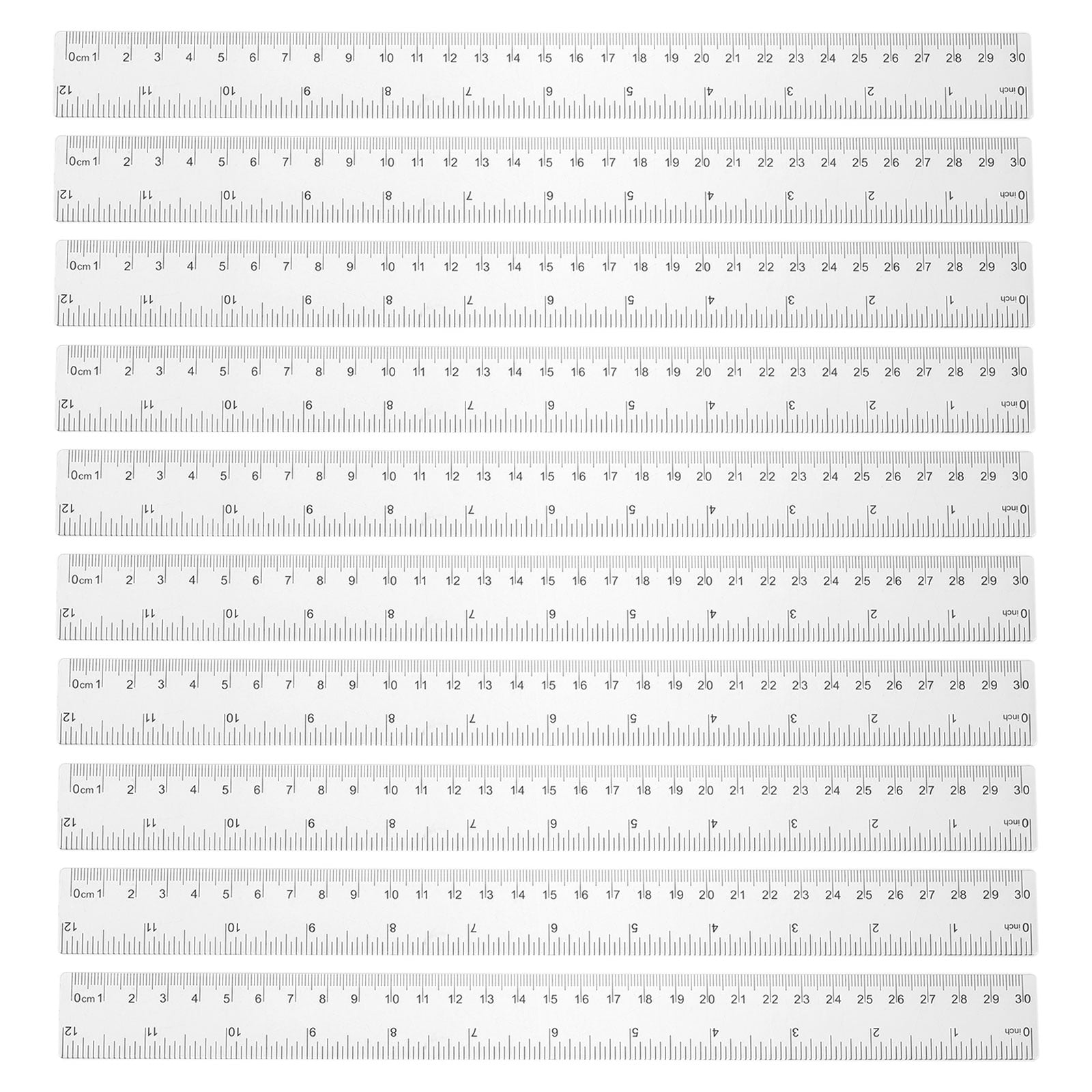Uxcell 20pcs Clear Plastic Ruler 30cm / 1.18" Straight End Ruler with ...