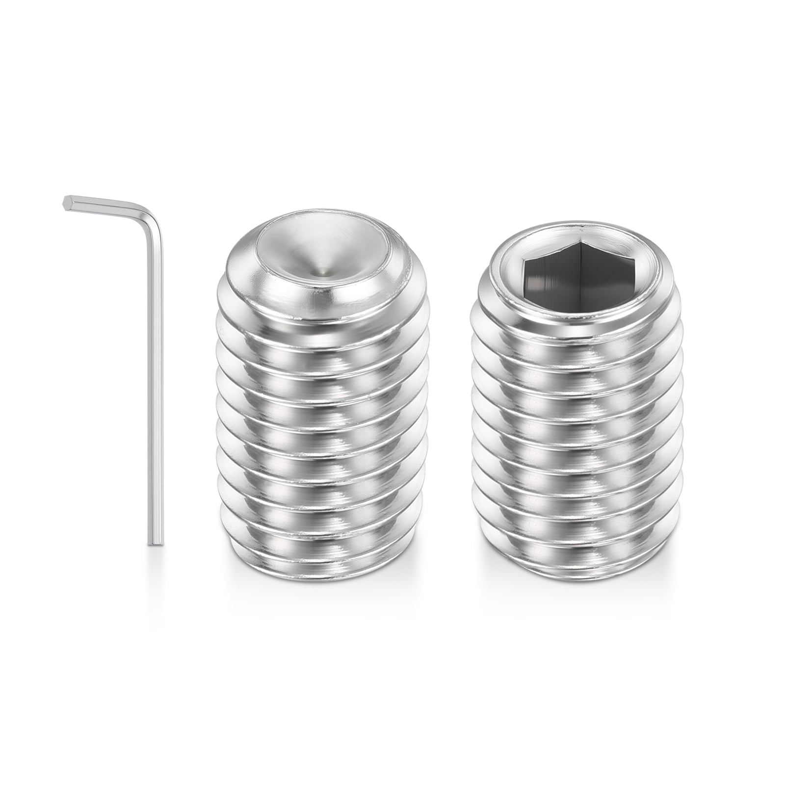 Uxcell 20pcs Cup Point Hex Socket Set Screws - [M8-1.25x16mm] 18-8 ...