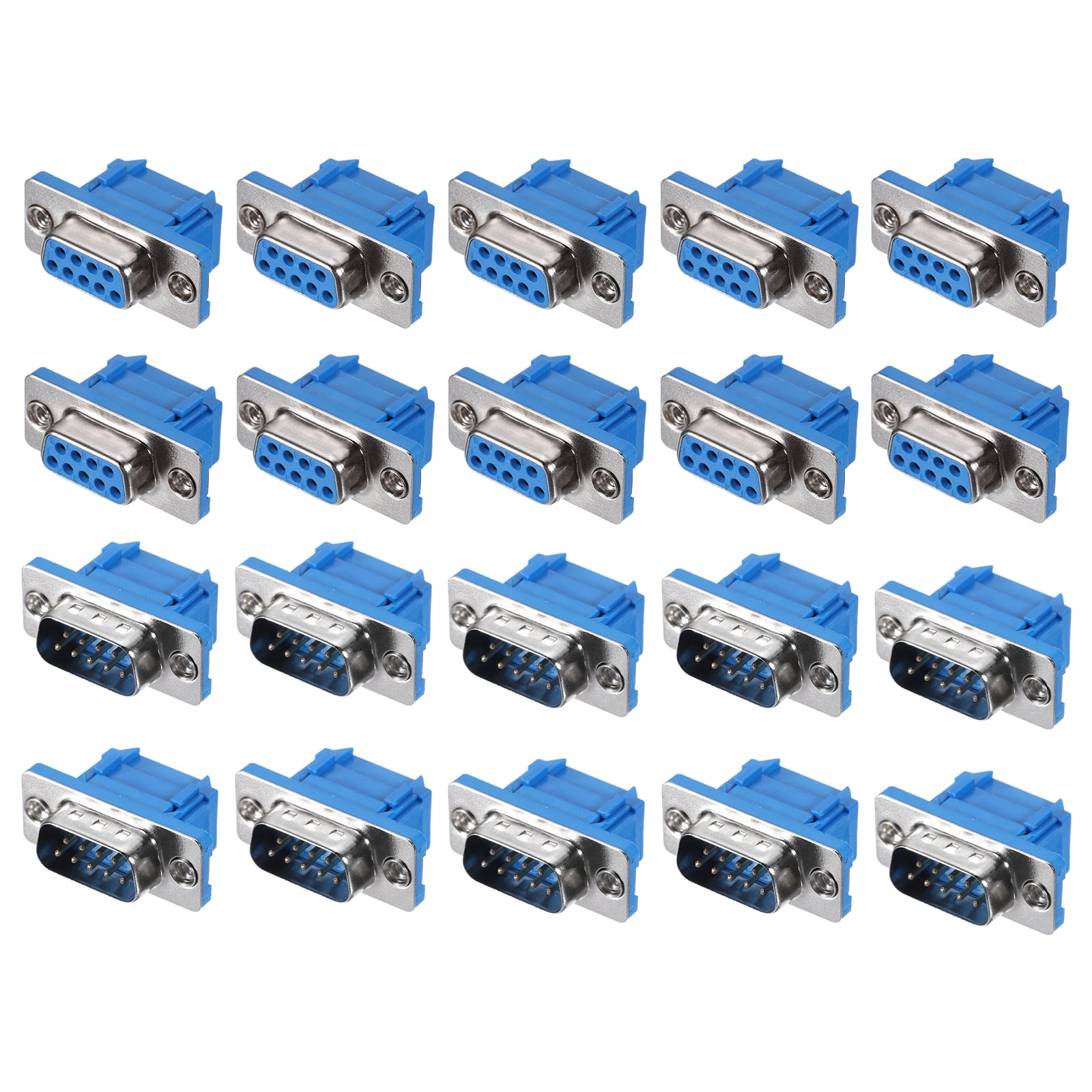 Uxcell 20pcs D-sub Connector DB9 Male Female 9 Pin Breakout Board Serial Port Solderless ...