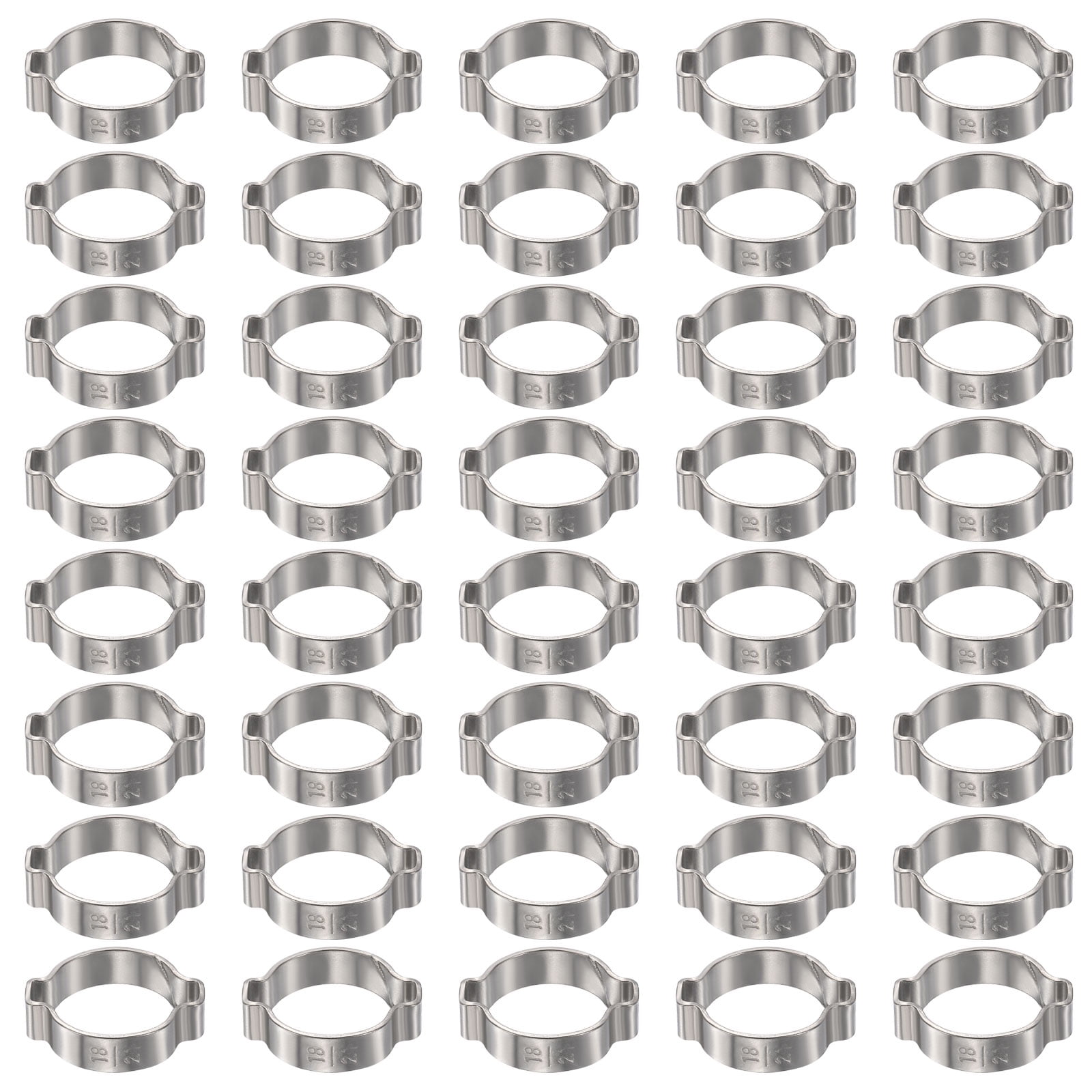 Uxcell 20pcs Double Ear Hose Clamp 18-21 mm 304 Stainless Steel Hose ...