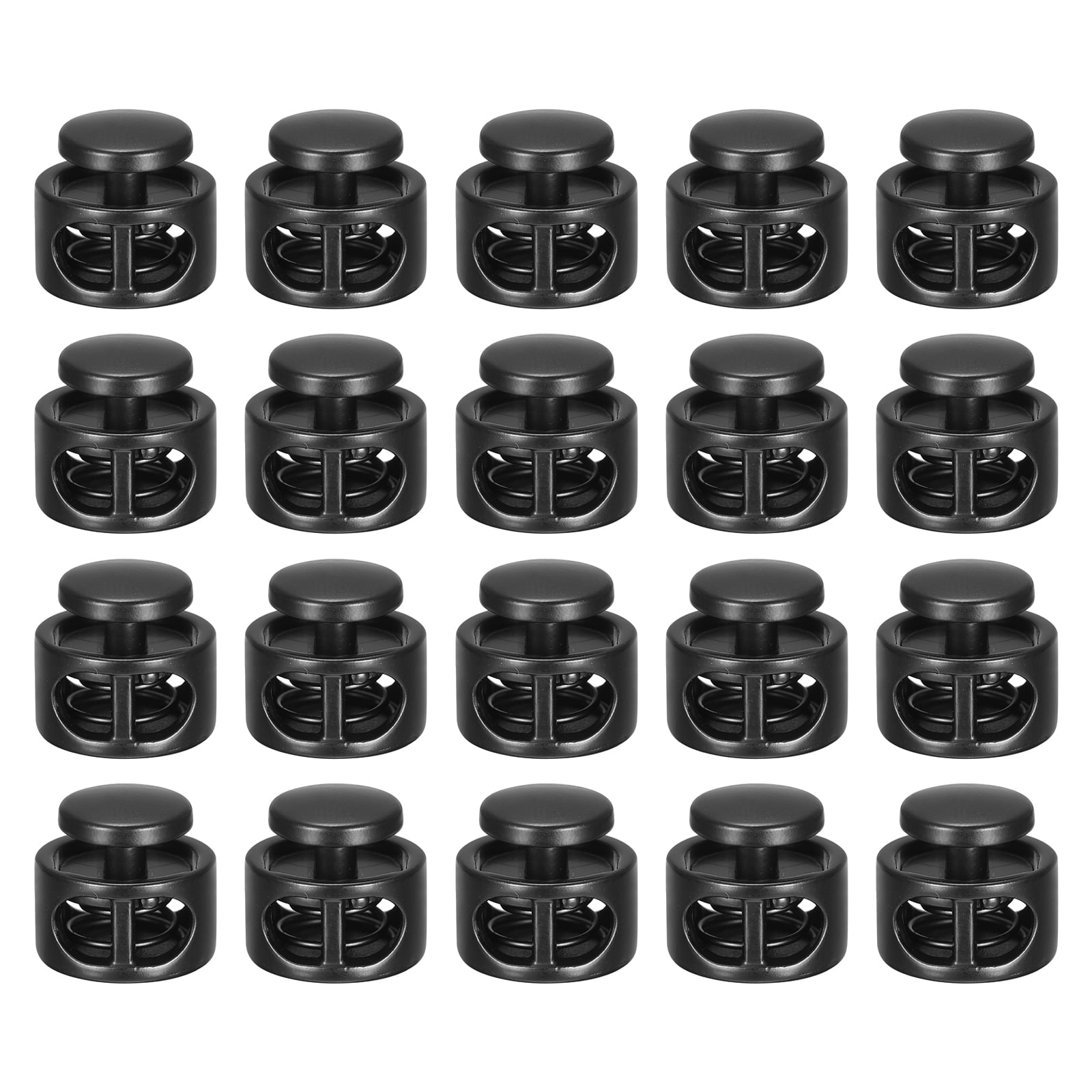 Uxcell 20pcs Double Hole Metal Spring Cord Locks Round Toggle Stoppers ...