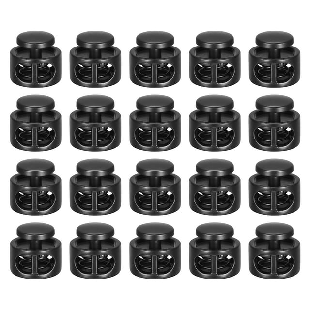 Uxcell 20pcs Double Hole Metal Spring Cord Locks Round Toggle Stoppers ...