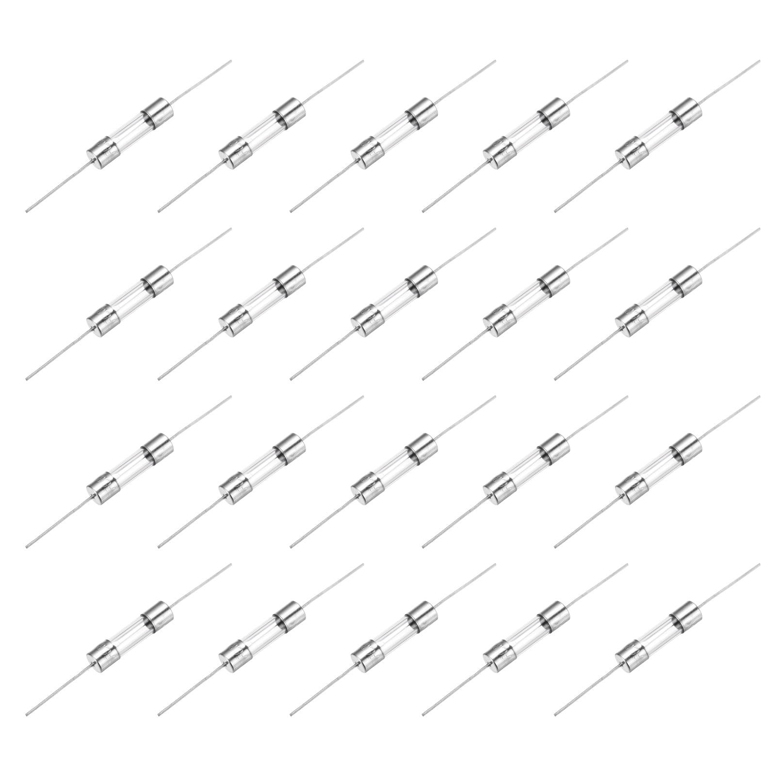 Uxcell 20Pcs Glass Tube Fuses, Axial-with Wire 5x20mm 10A 250V for ...
