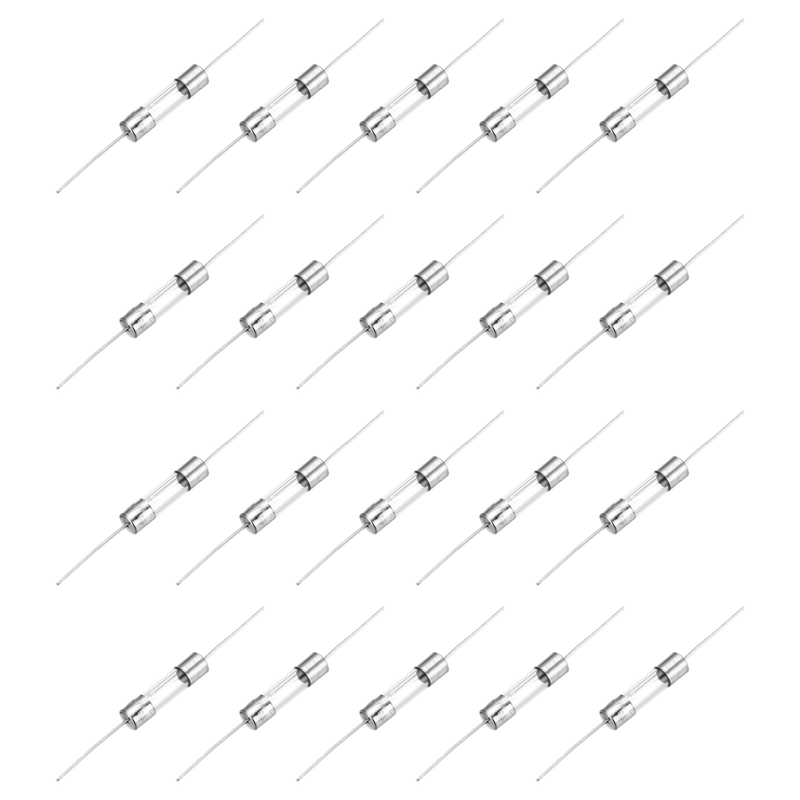 Uxcell 20pcs Glass Tube Fuses, Axial-with Lead Wire 5x20mm 3.15A 250V ...