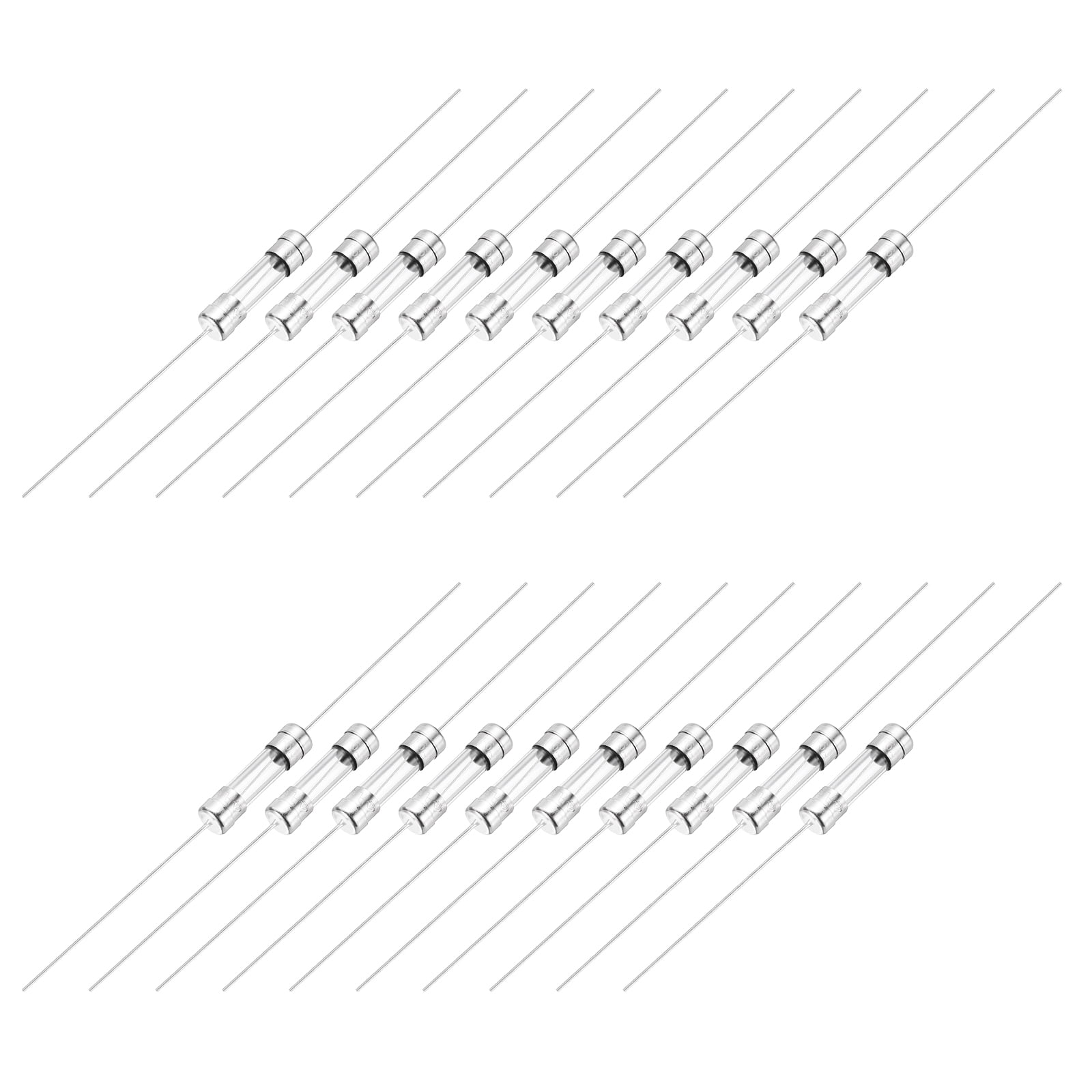 Uxcell 20pcs Glass Tube Fuses, Axial-with Wire 5 x 20 mm 6.3A 250V for ...