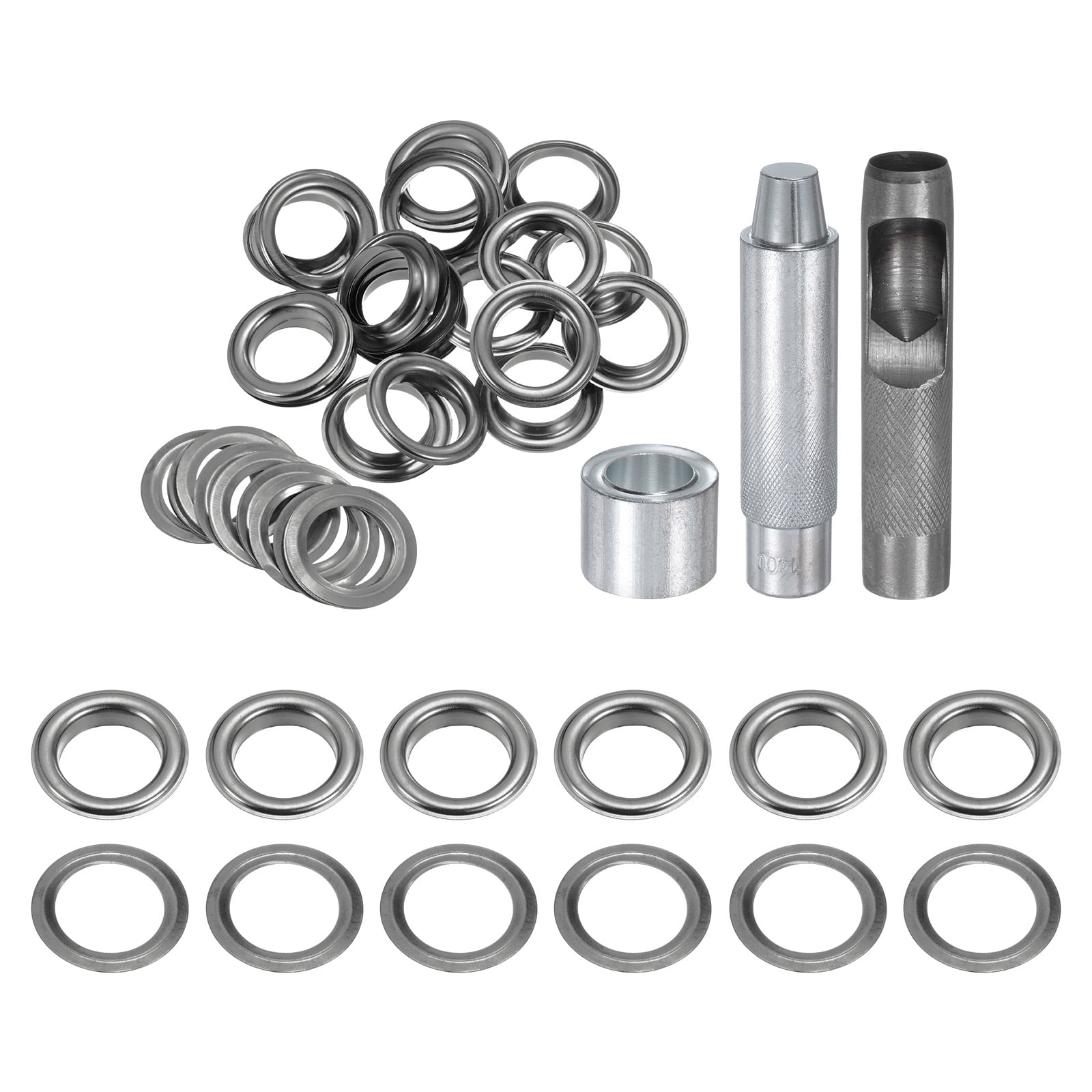 Uxcell 20pcs Grommet Tool Kit 17mm Grommet Eyelet Set with Hole Hollow ...