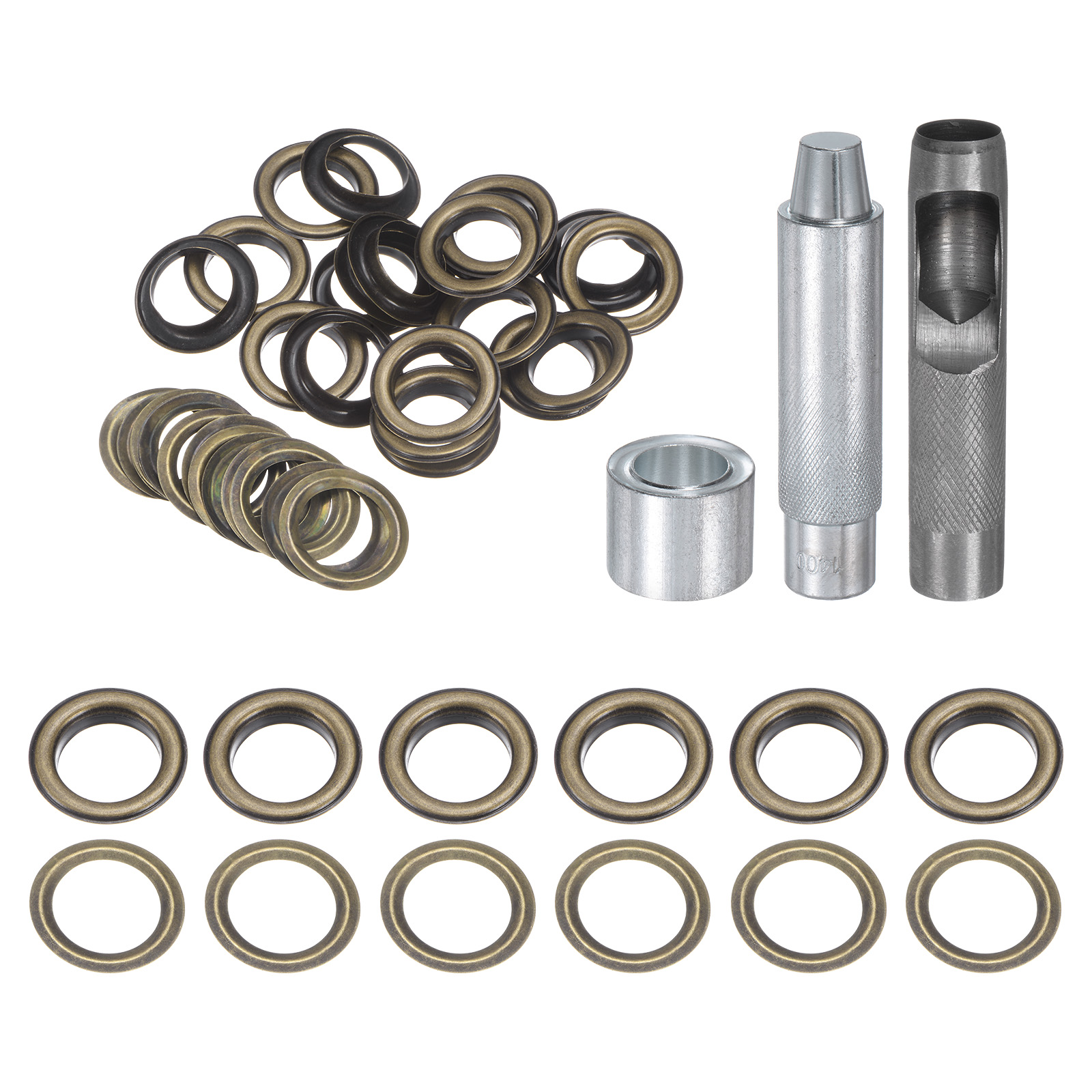 Uxcell 20pcs Grommet Tool Kit 17mm Grommet Eyelet Set with Hole Hollow ...