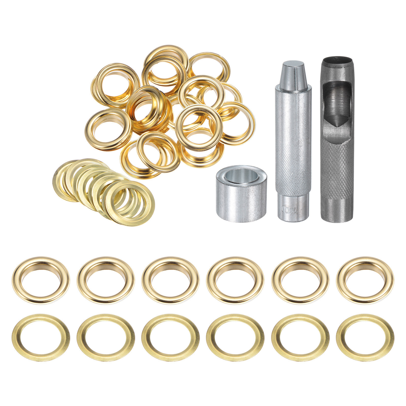 Uxcell 20pcs Grommet Tool Kit 17mm Grommet Eyelet Set with Hole Hollow ...