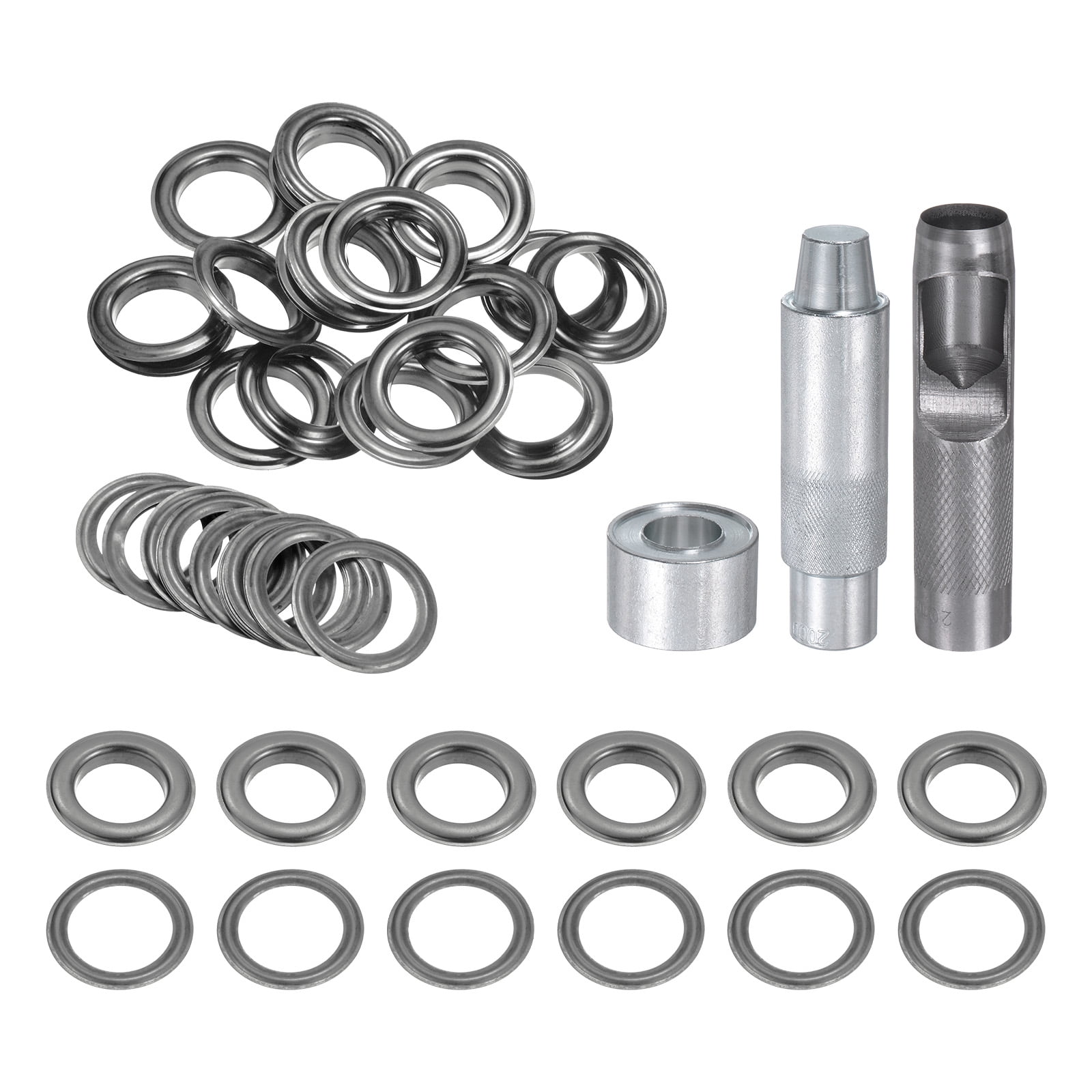 Uxcell 20pcs Grommet Tool Kit 20mm Grommet Eyelet Set with Hole Hollow ...