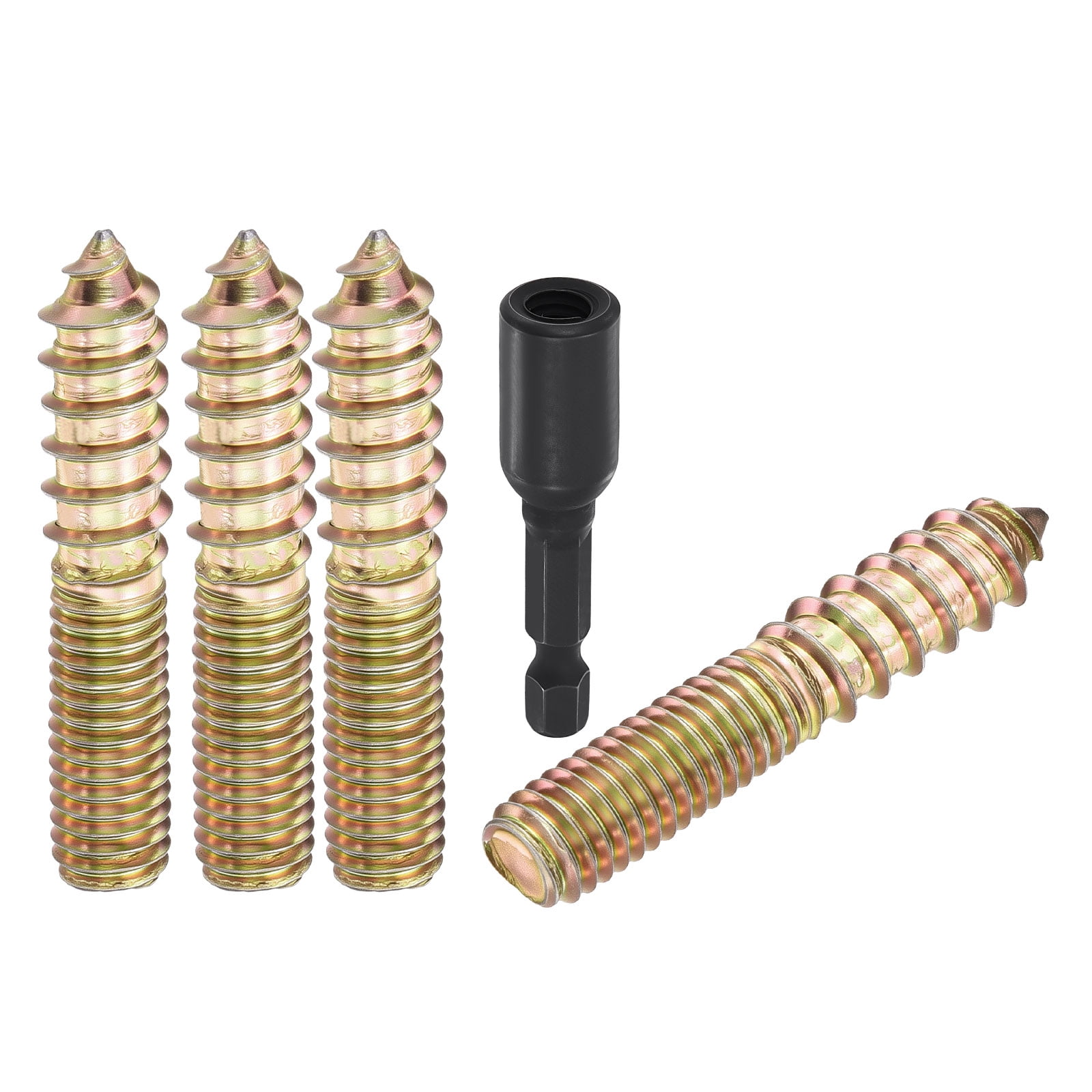 Uxcell 20pcs Hanger Bolts with Driver - [M8-1.25x45] Double Headed Wood ...