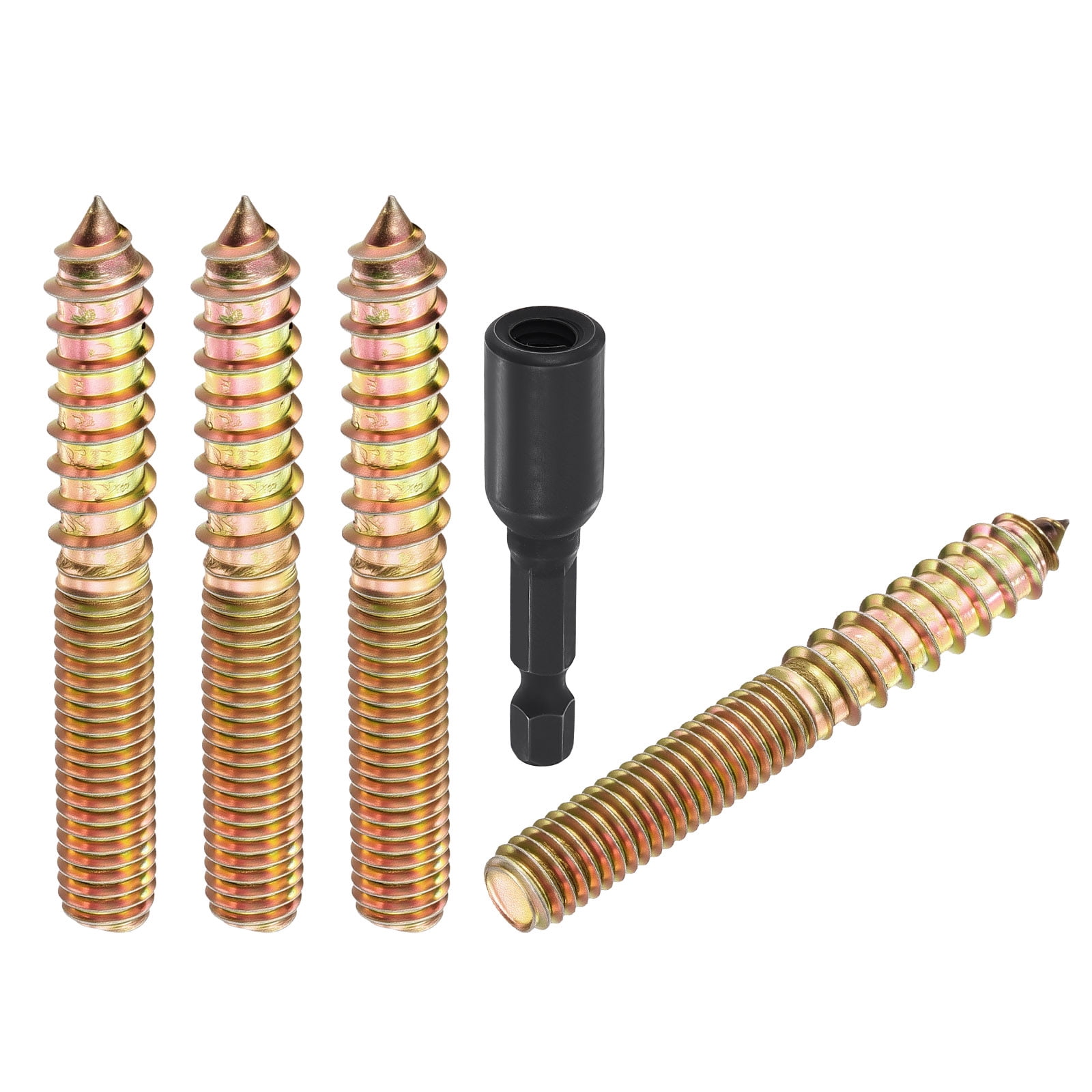 Uxcell 20pcs Hanger Bolts with Driver - [M8-1.25x60] Double Headed Wood ...