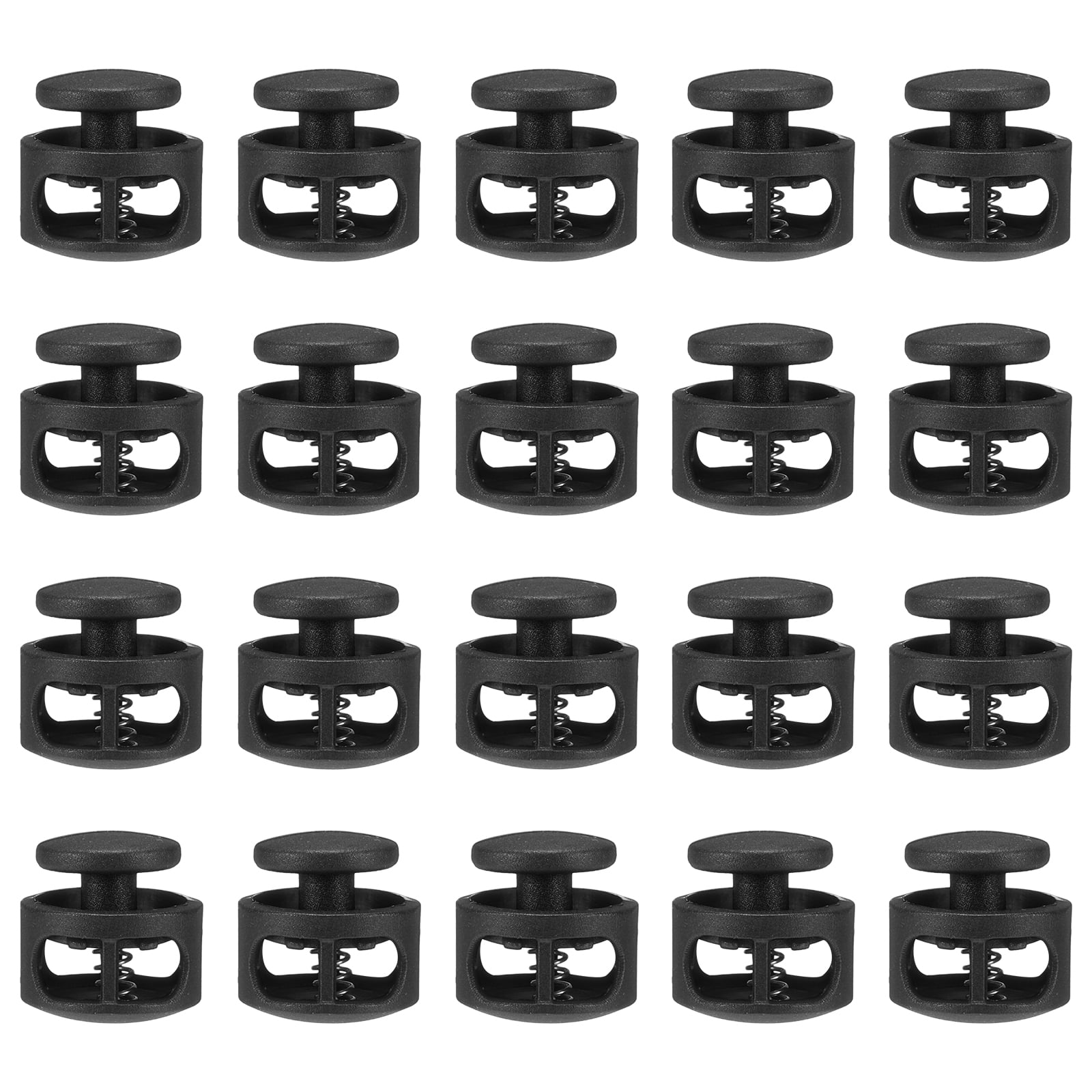 Uxcell 20pcs Plastic Cord Locks Double Hole Spring Toggle Stopper Clip ...