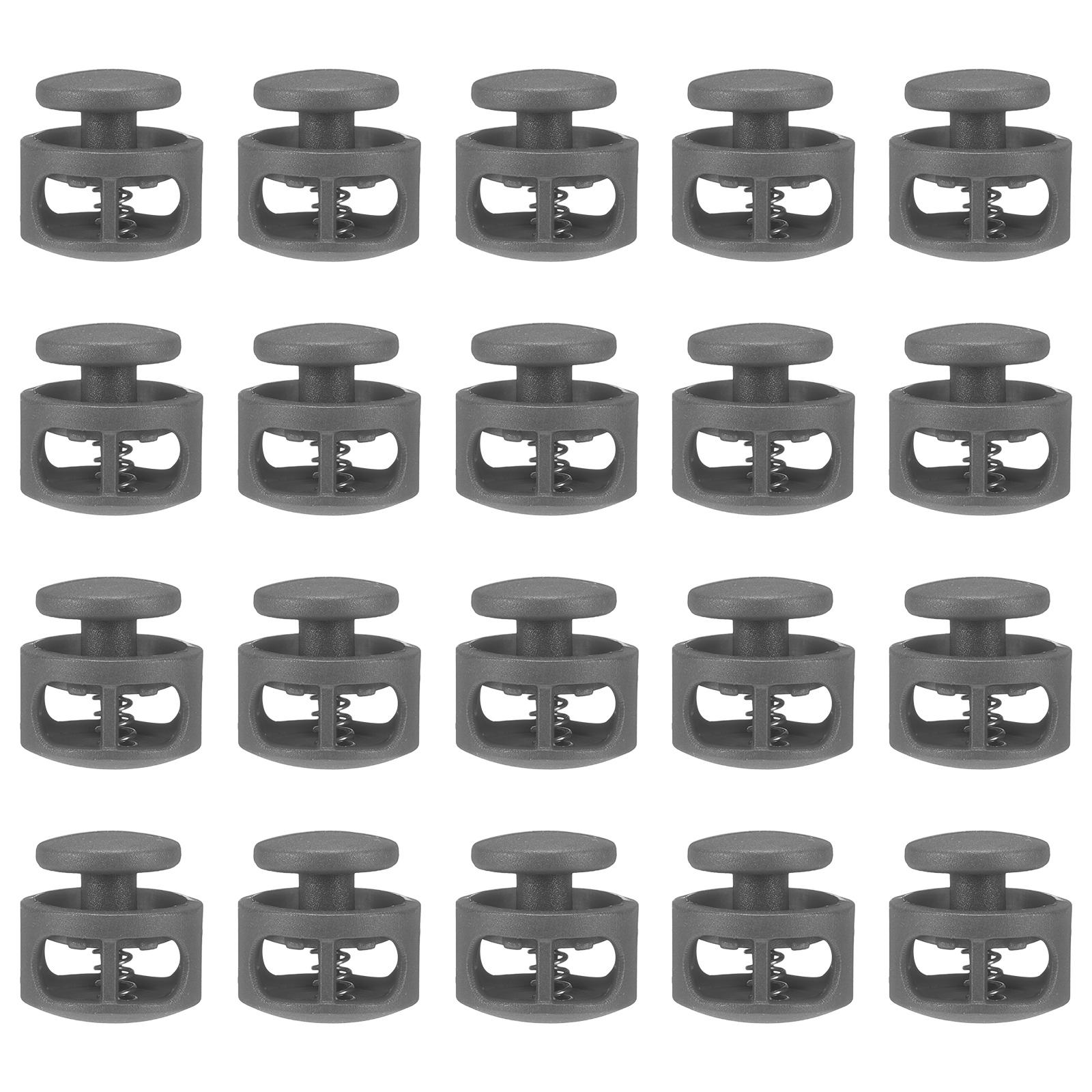 Uxcell 20pcs Plastic Cord Locks Double Hole Spring Toggle Stopper Clip ...