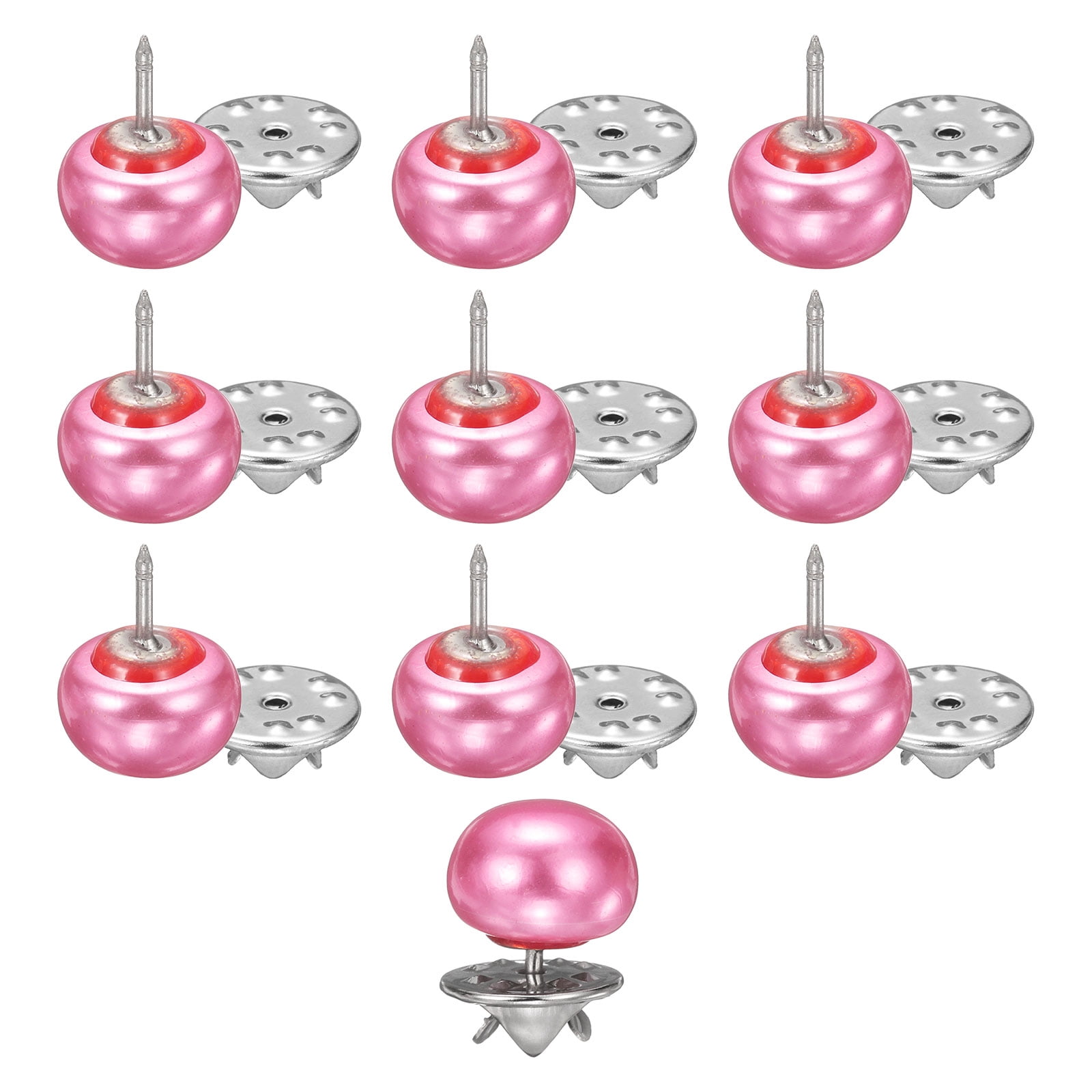 Uxcell 20pcs Rose Red No Sew Pearl Buttons 12mm Cover Up Pins Removable ...