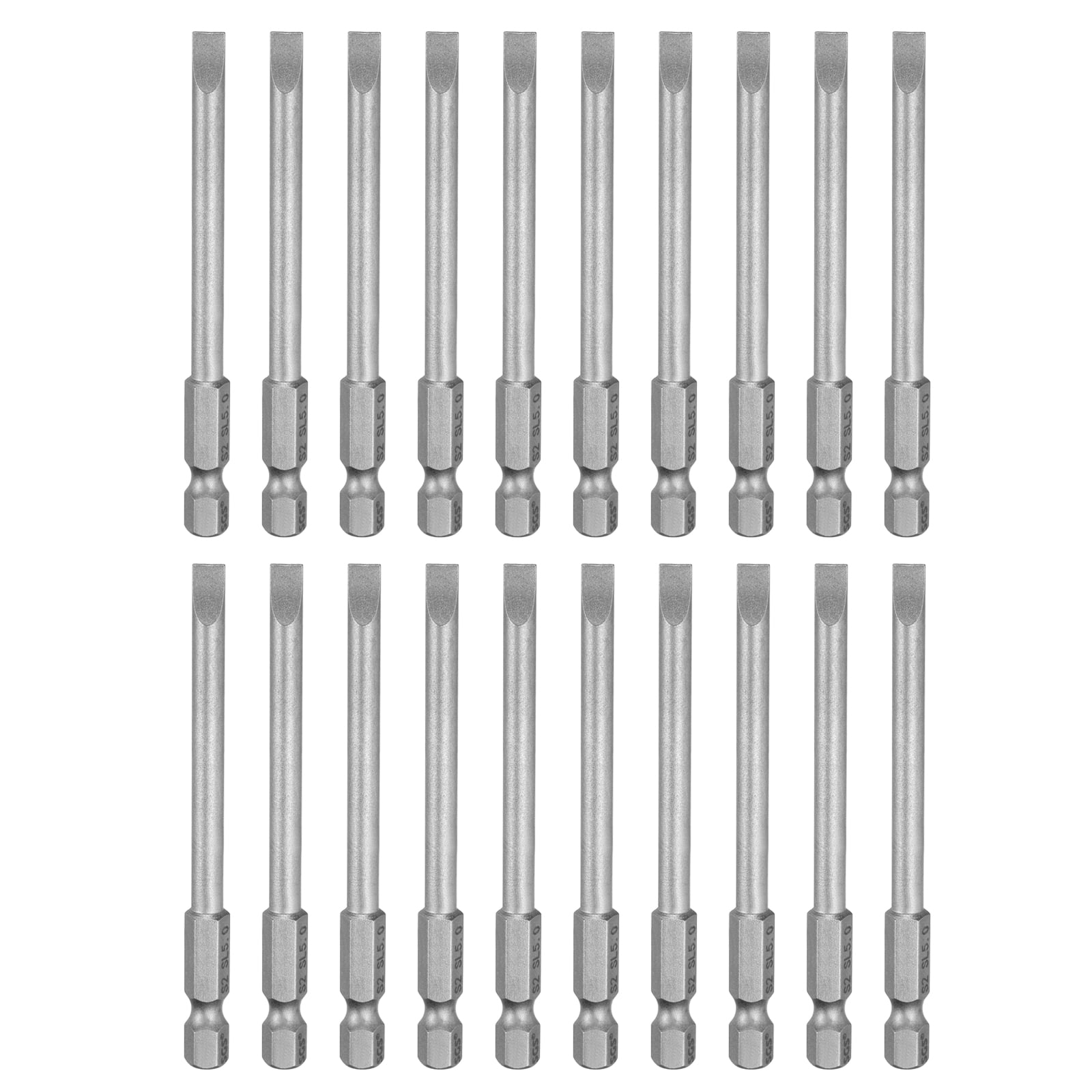 Uxcell 20pcs SL5 Slotted Screwdriver Bits 5mm Slotted Tip 1/4" Hex ...