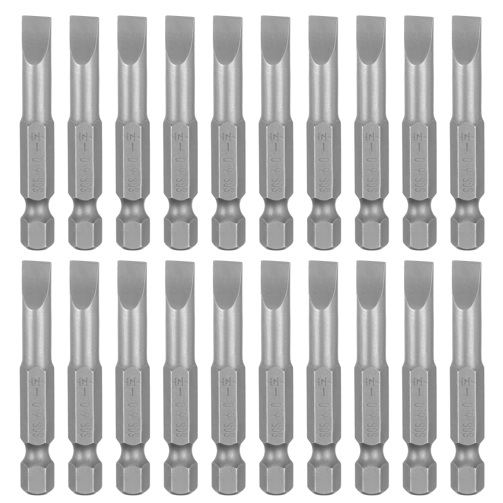 Uxcell 20pcs SL6 Slotted Screwdriver Bits 6mm Slotted Tip 1/4" Hex ...