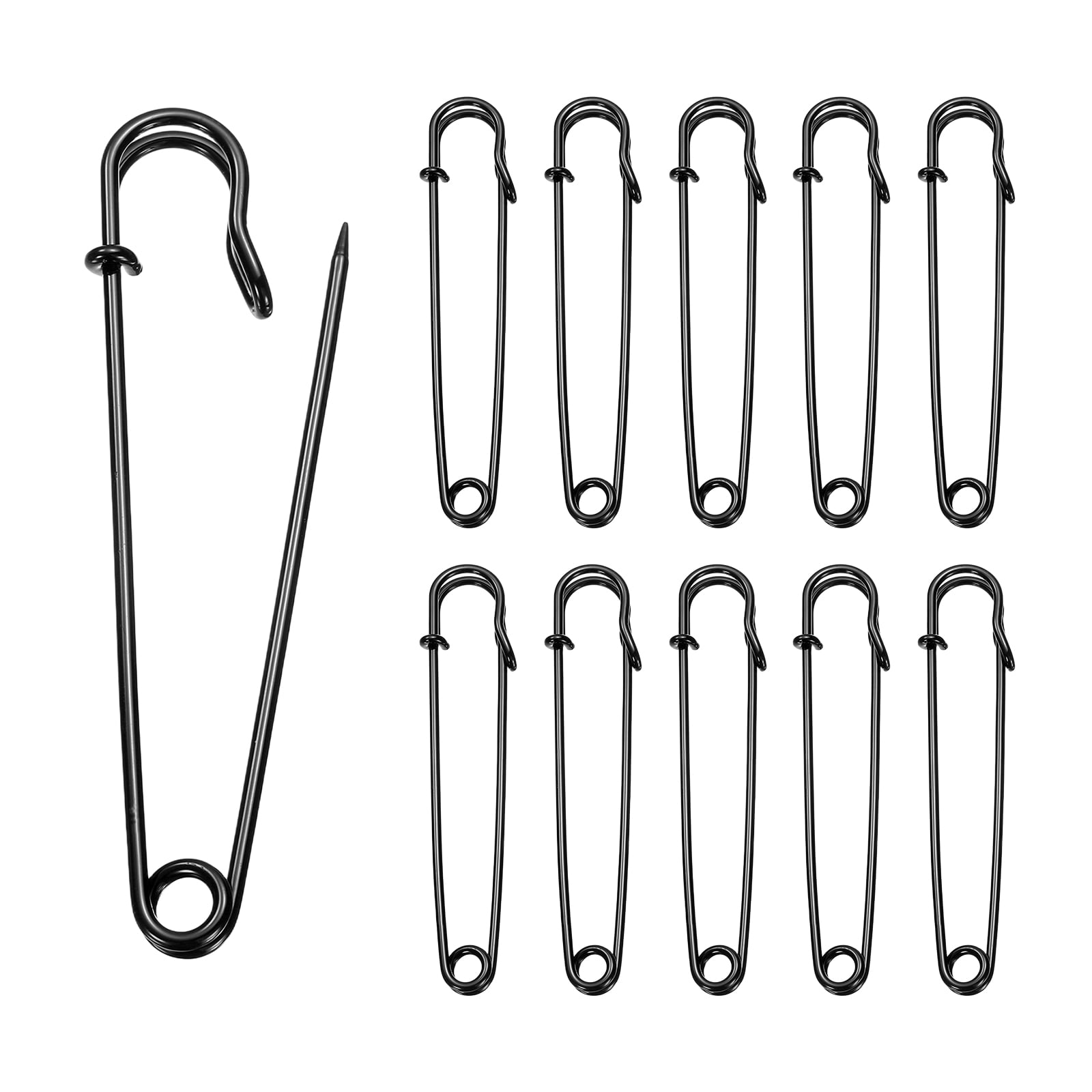 Uxcell 20pcs Safety Pins 4 Inch (100mm) Baked Paint Steel Large Safety ...