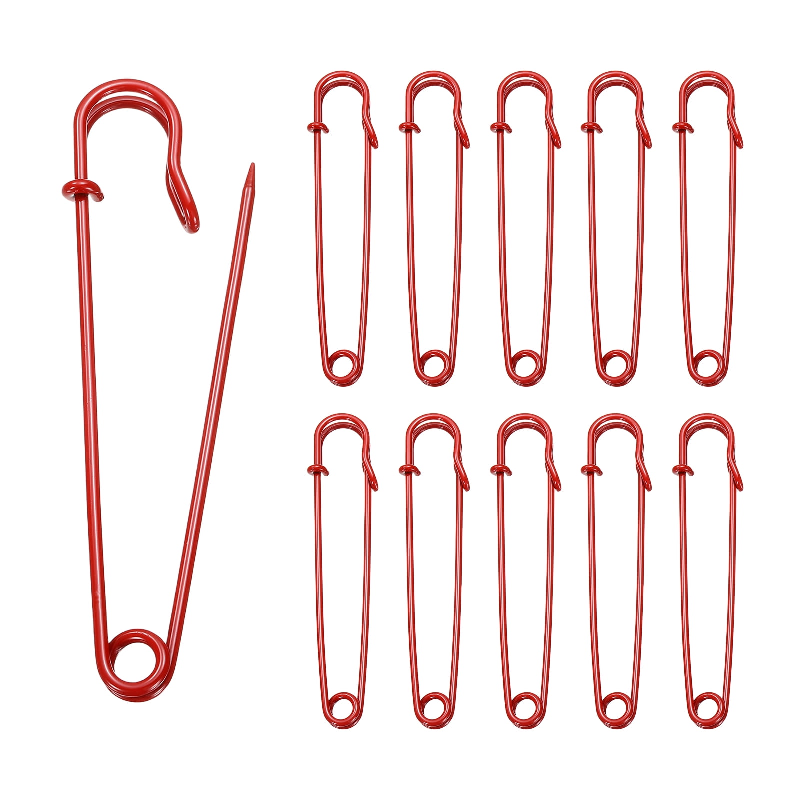 Uxcell 20pcs Safety Pins 4 Inch (100mm) Baked Paint Steel Large Safety ...