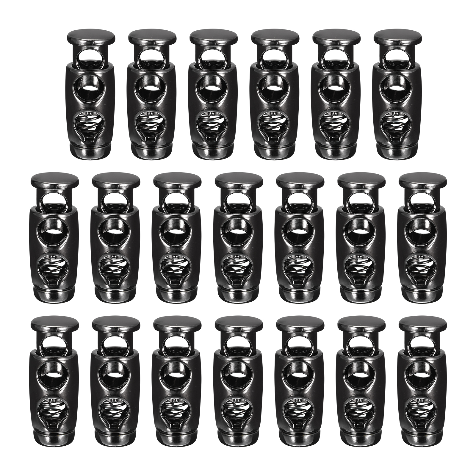 Uxcell 20pcs Spring Cord Locks Plastic Cord End Fastener Double Hole ...