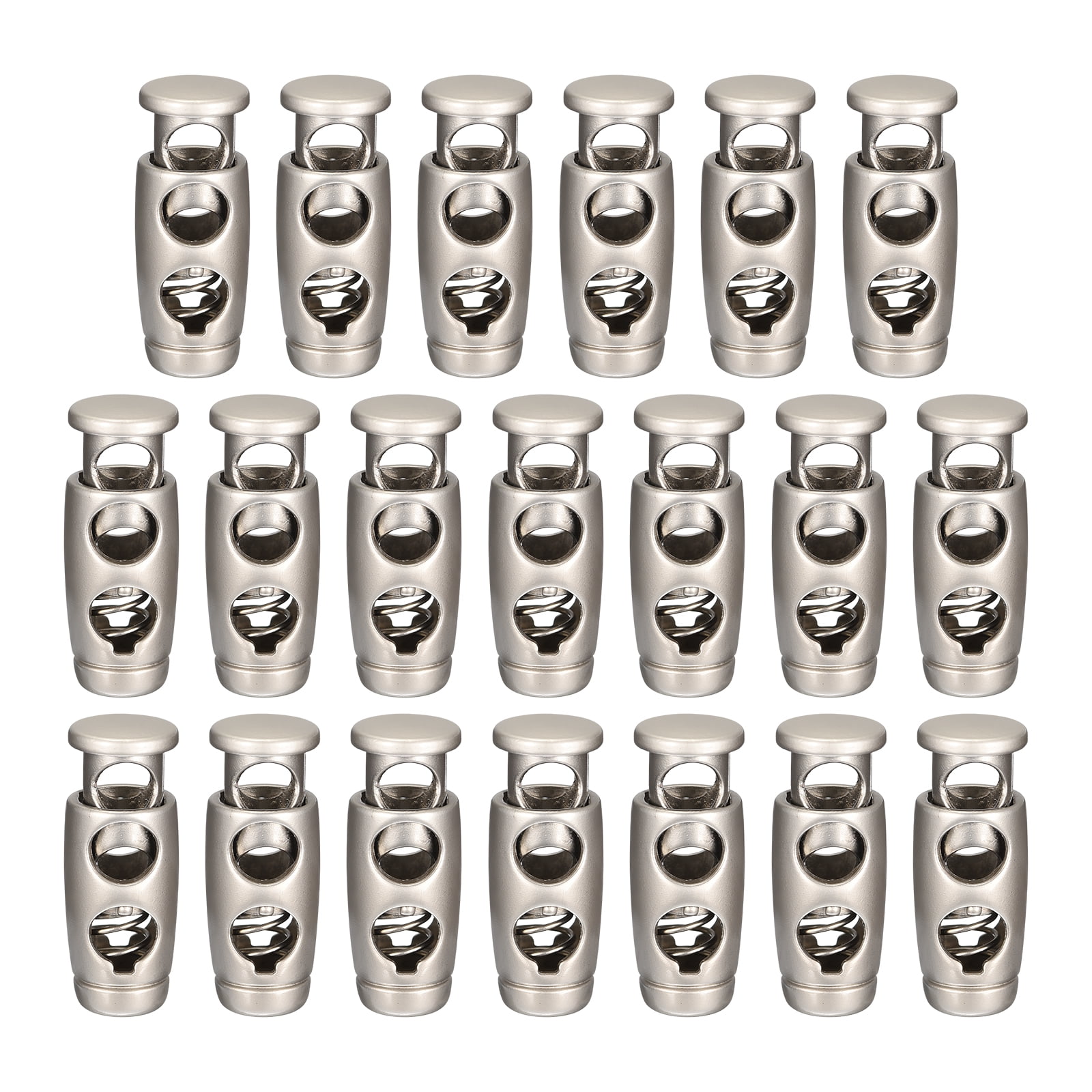 Uxcell 20pcs Spring Cord Locks Plastic Cord End Fastener Double Hole ...