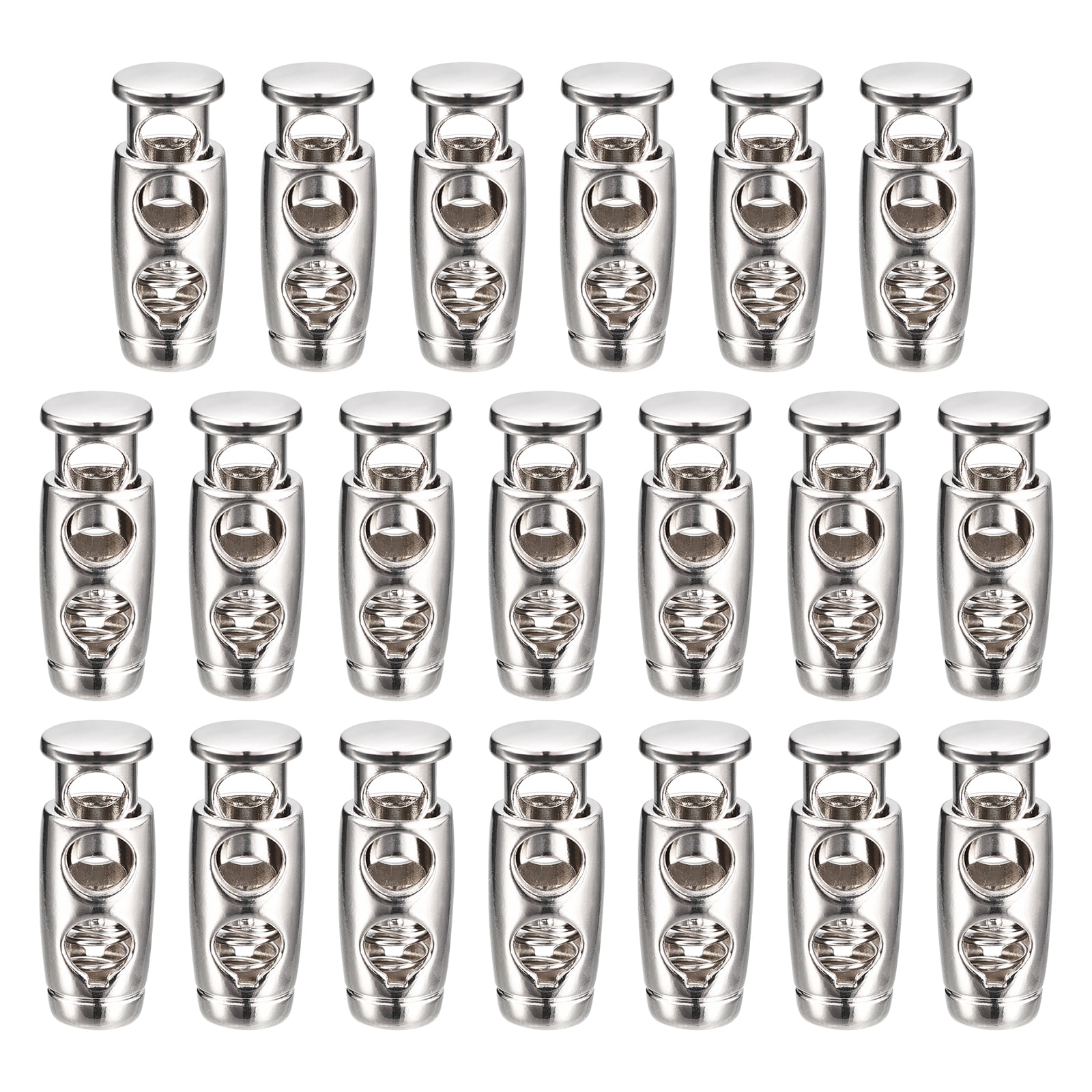 Uxcell 20pcs Spring Cord Locks Plastic Cord End Fastener Double Hole ...