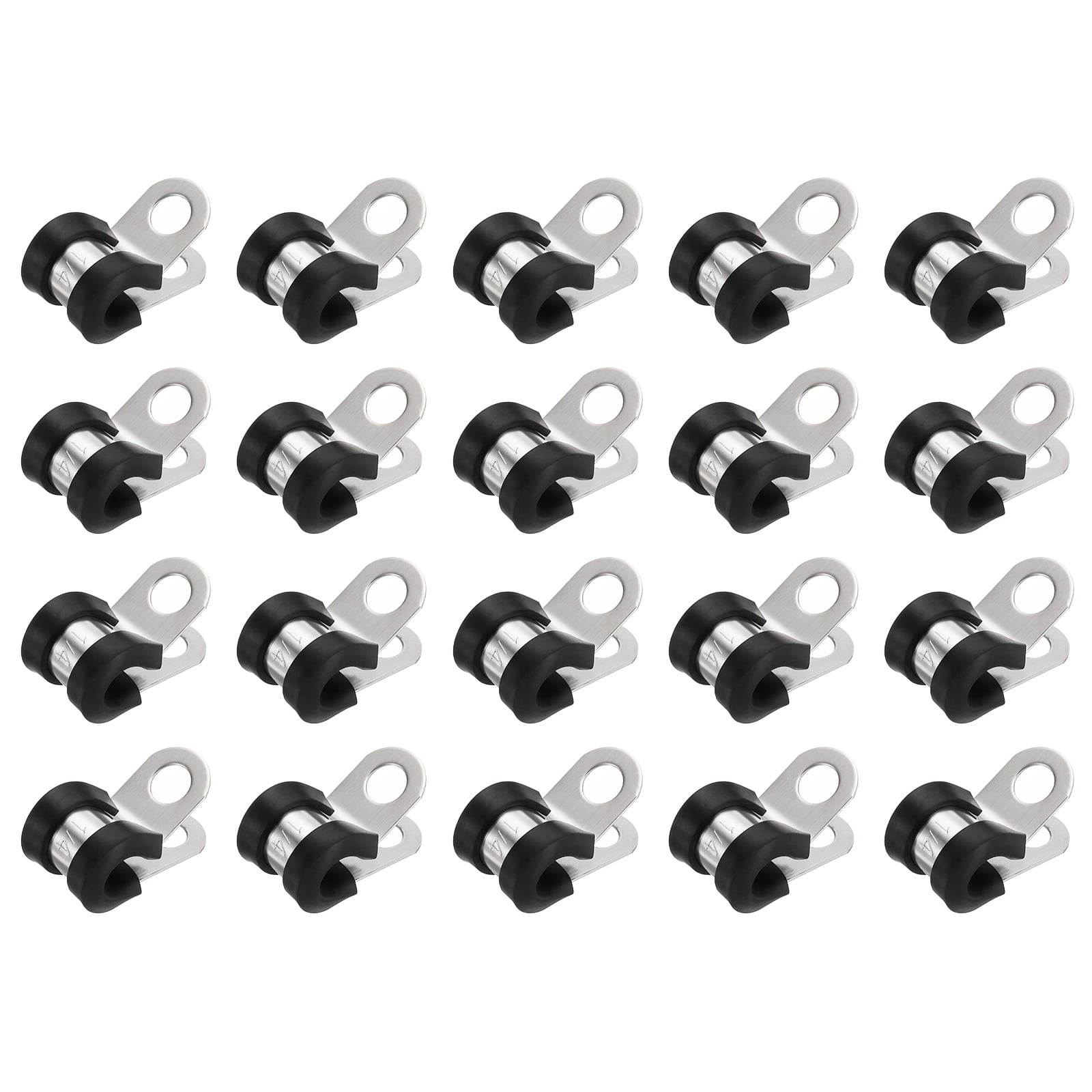 Uxcell 20pcs Stainless Steel Cable Clamps 1/4 Inch Rubber Cushioned ...