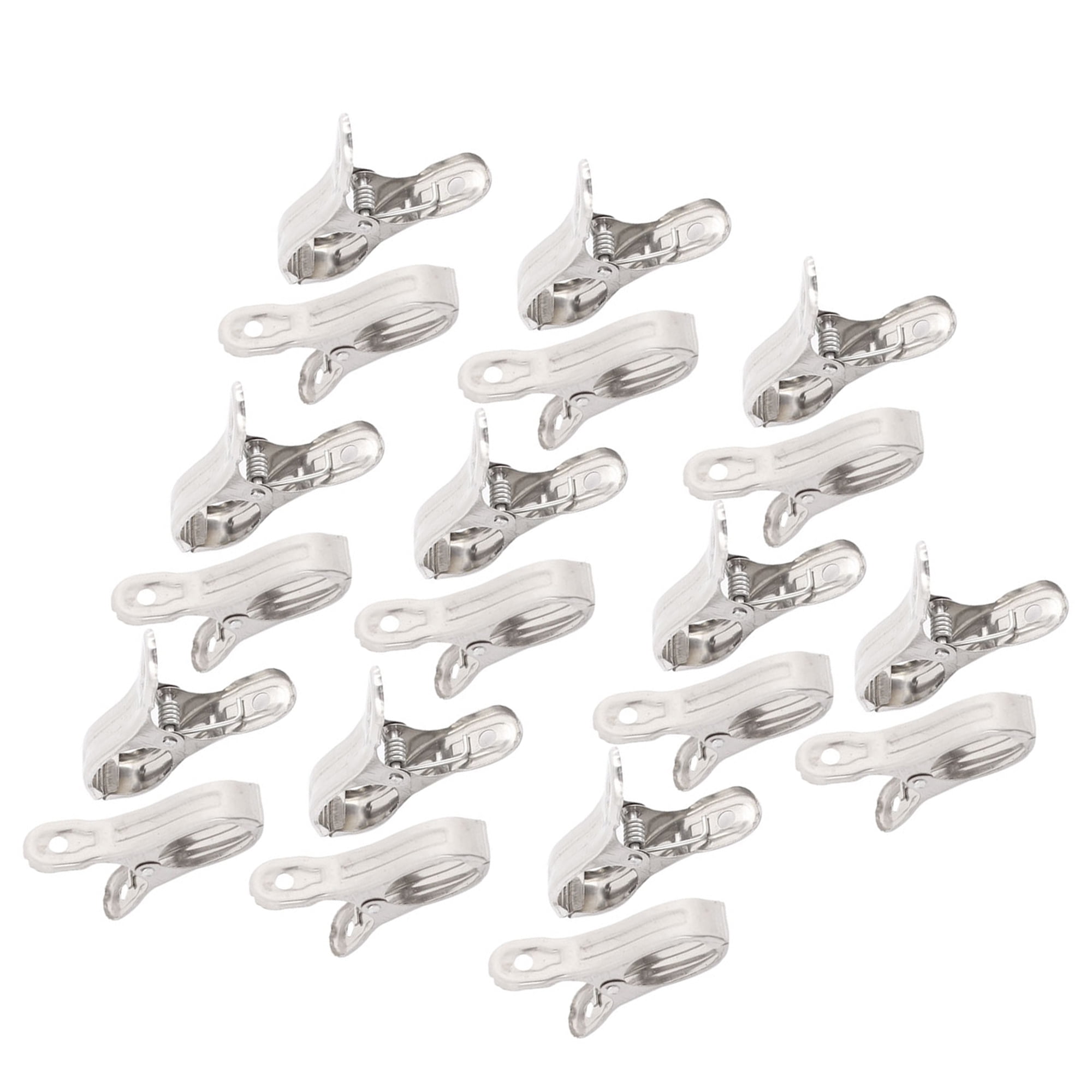 Uxcell 20pcs Stainless Steel Spring Loaded Laundry Hanging Clothes ...