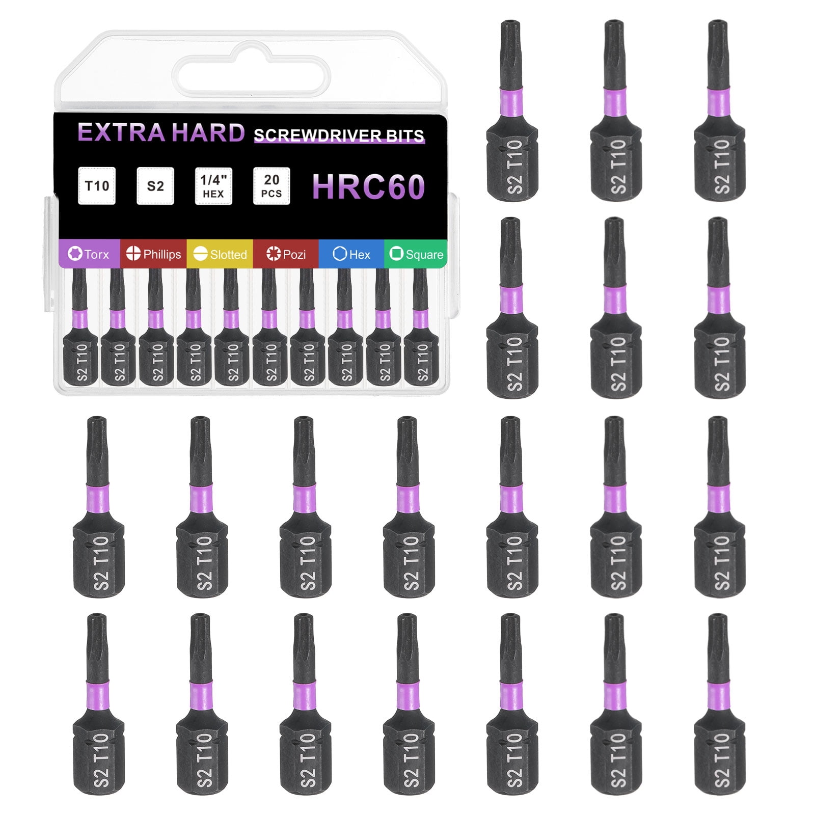 Uxcell 20pcs TT10 Torx Screwdriver Bit 1/4" Hex Shank 25mm/1" Length ...