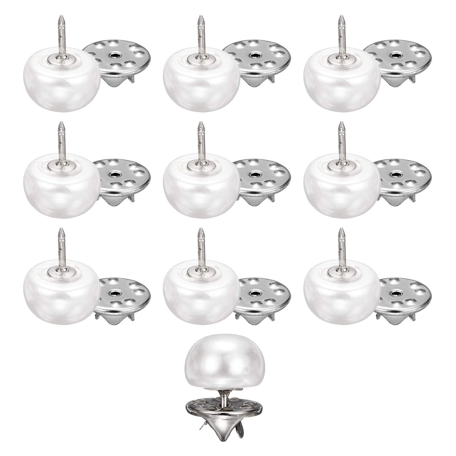 Uxcell 20pcs White No Sew Pearl Buttons 12mm Cover Up Pins Removable ...