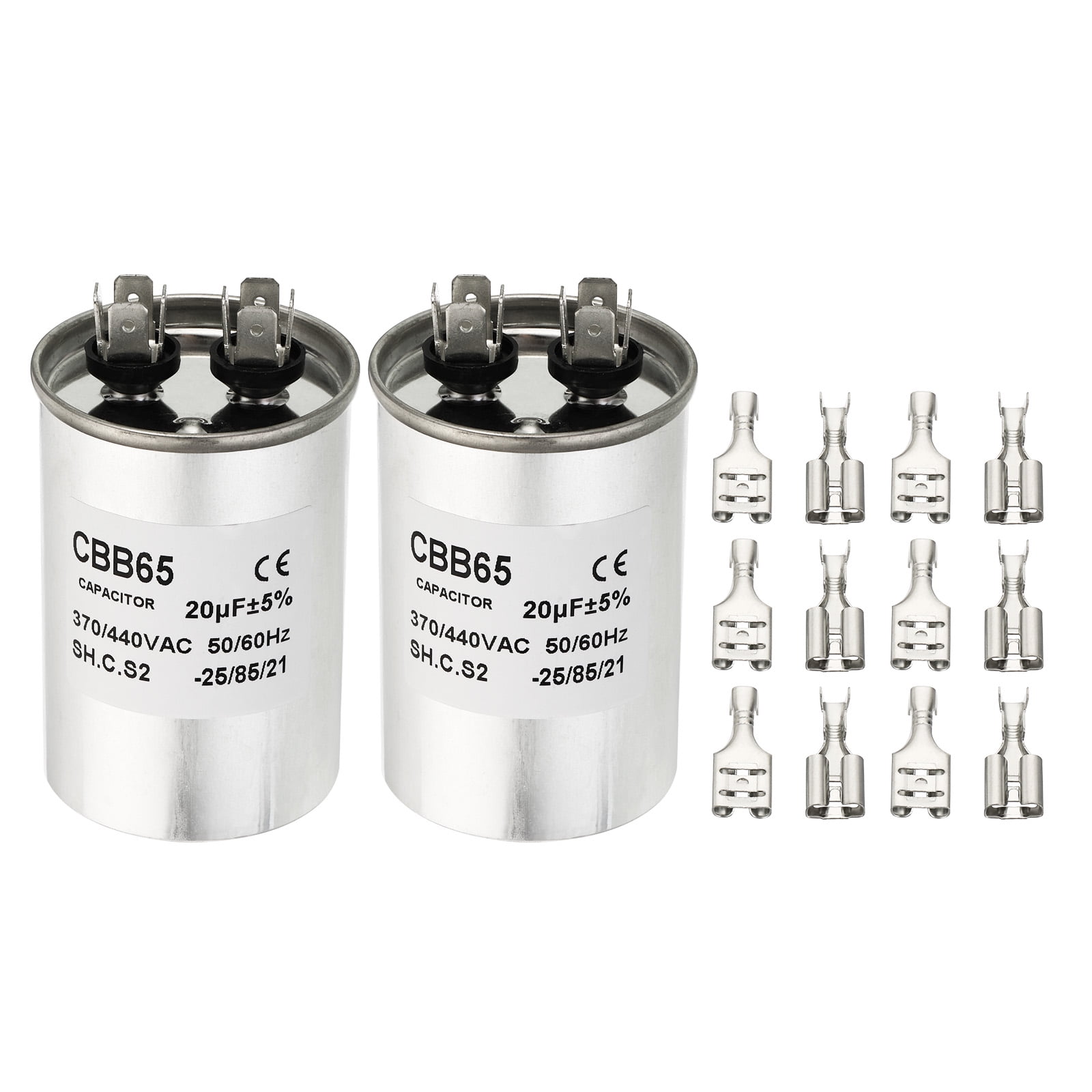 Uxcell 20uf 20MDF 370/440VAC Fan Start Capacitor,2Pcs CBB65 Circular ...