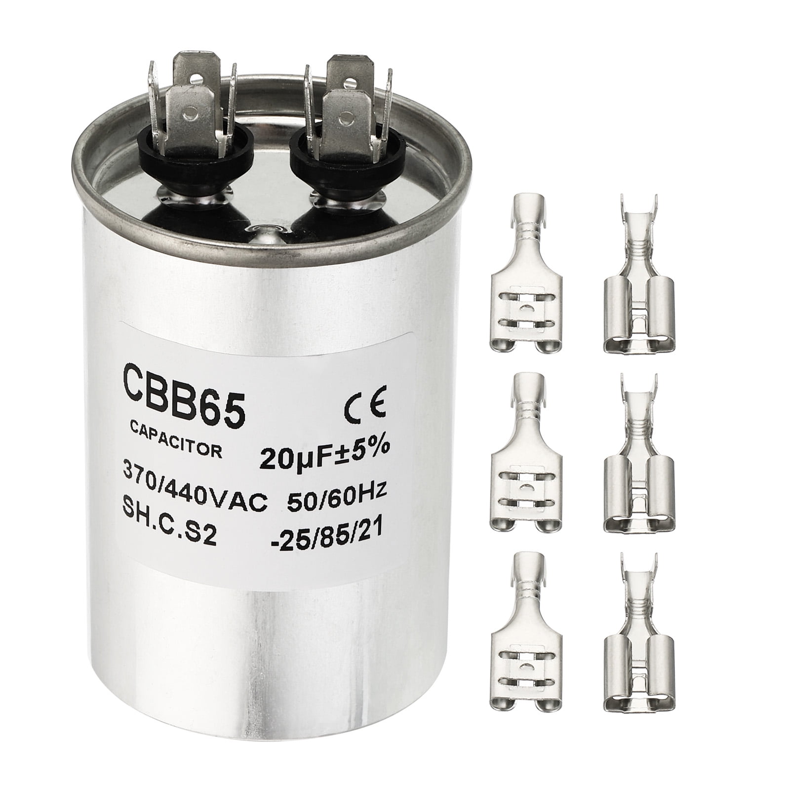 Uxcell 20uf 20MDF 370/440VAC Fan Start Capacitor, CBB65 Circular Run Capacitor with Connecting ...