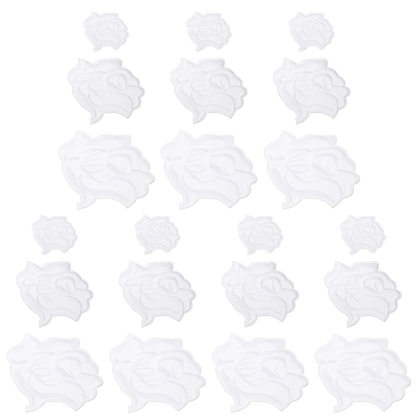 Uxcell 21 Pcs White Rose Embroidered Patch Iron on Decorative Patches ...