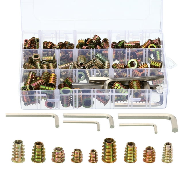 Uxcell 215Pack M4 M5 M6 M8 M10 Threaded Inserts Nuts Assortment Tool ...