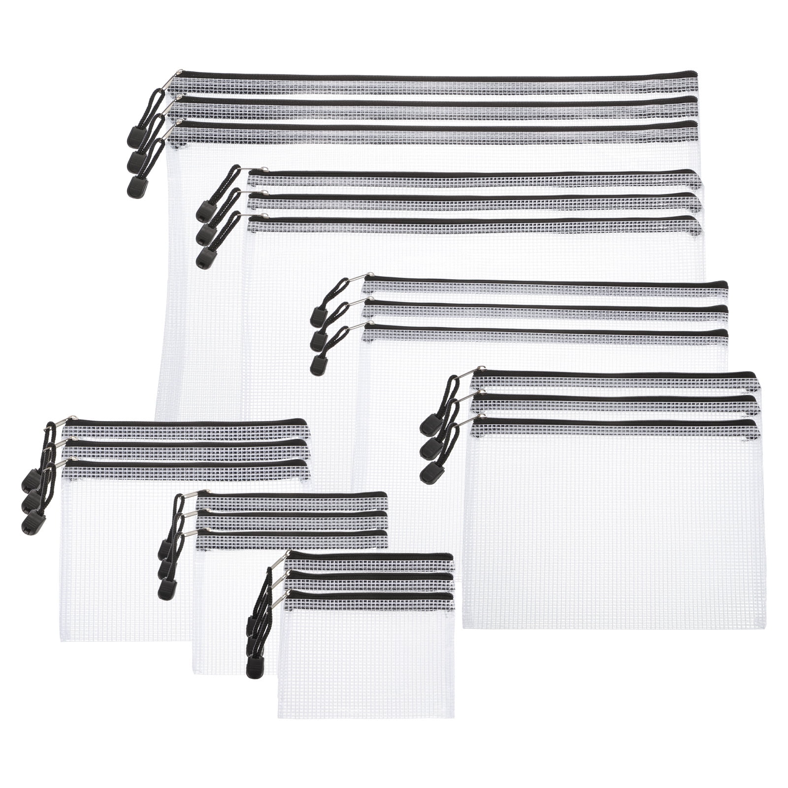 Uxcell 21pcs Mesh Zipper Pouch Bags A3 A4 A5 A6 B4 B6 B8 Plastic ...