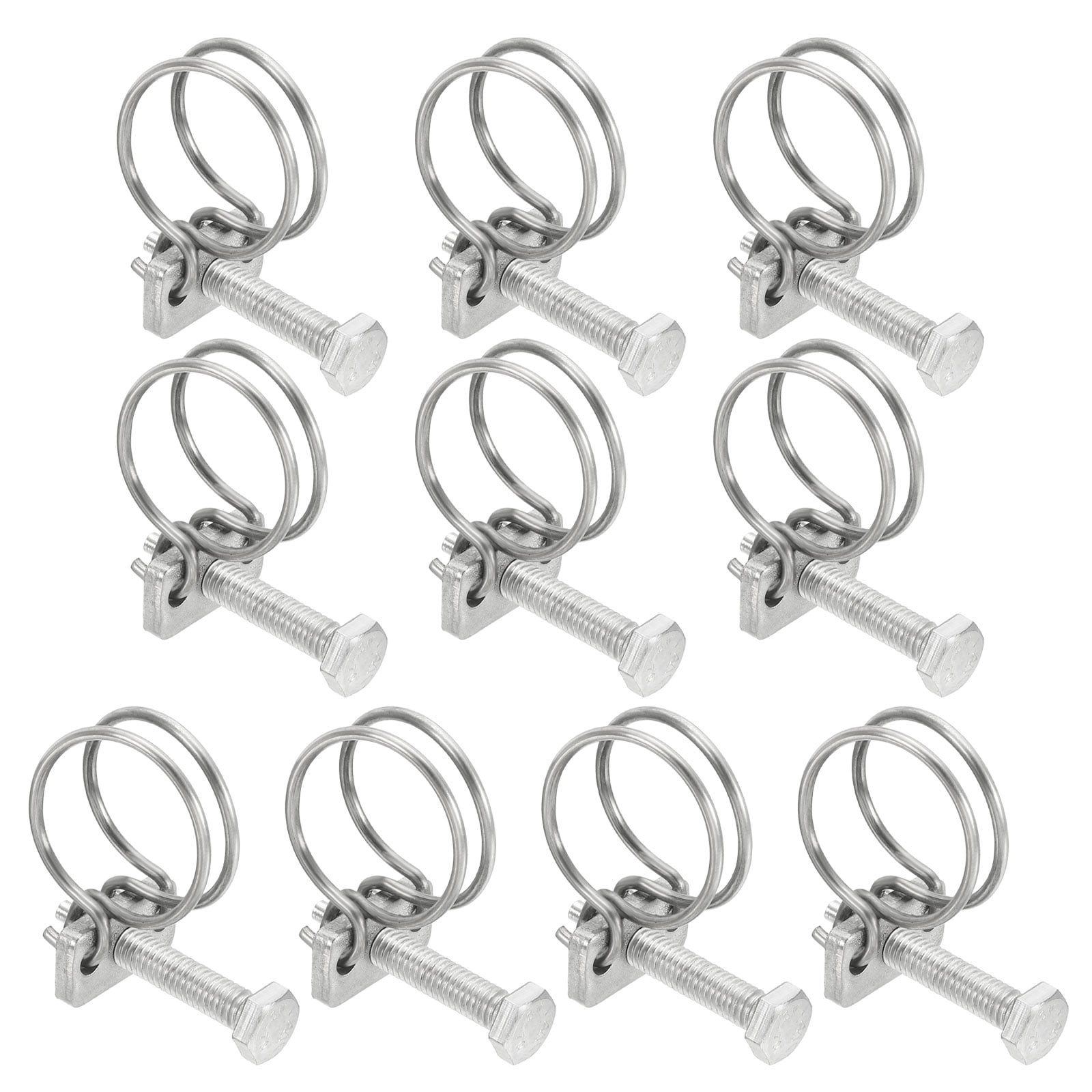 Uxcell 22-25mm Adjustable Double Wire Hose Clamp, 304 Stainless Steel ...