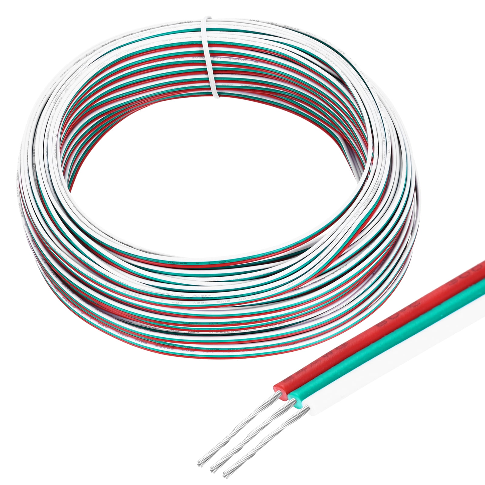 Uxcell 22 Gauge 3 Conductor Electrical Wire Tinned Copper Cable 98FT ...