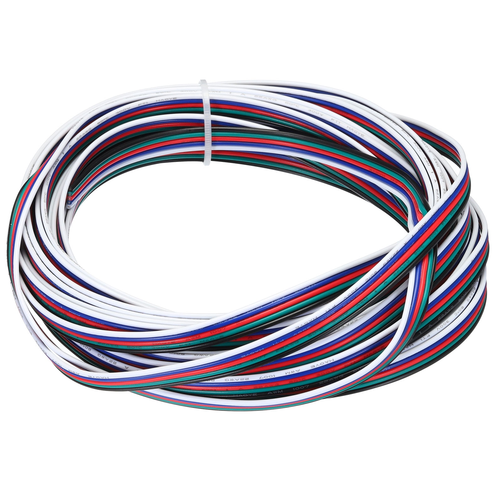 Uxcell 22 Gauge 5 Conductor Electrical Wire Tinned Copper Cable 25FT ...