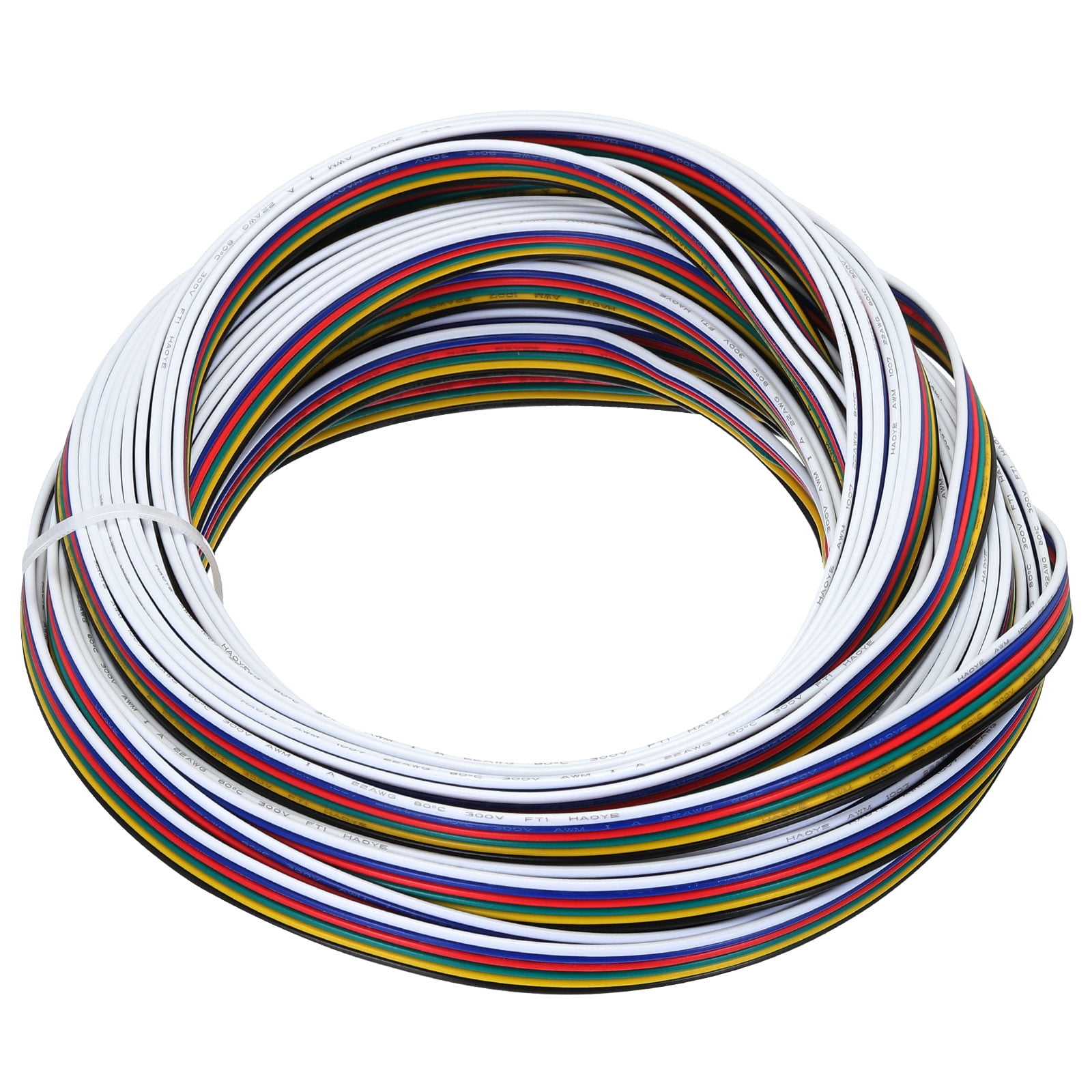 Uxcell 22 Gauge 6 Conductor Electrical Wire Tinned Copper Cable 49FT ...