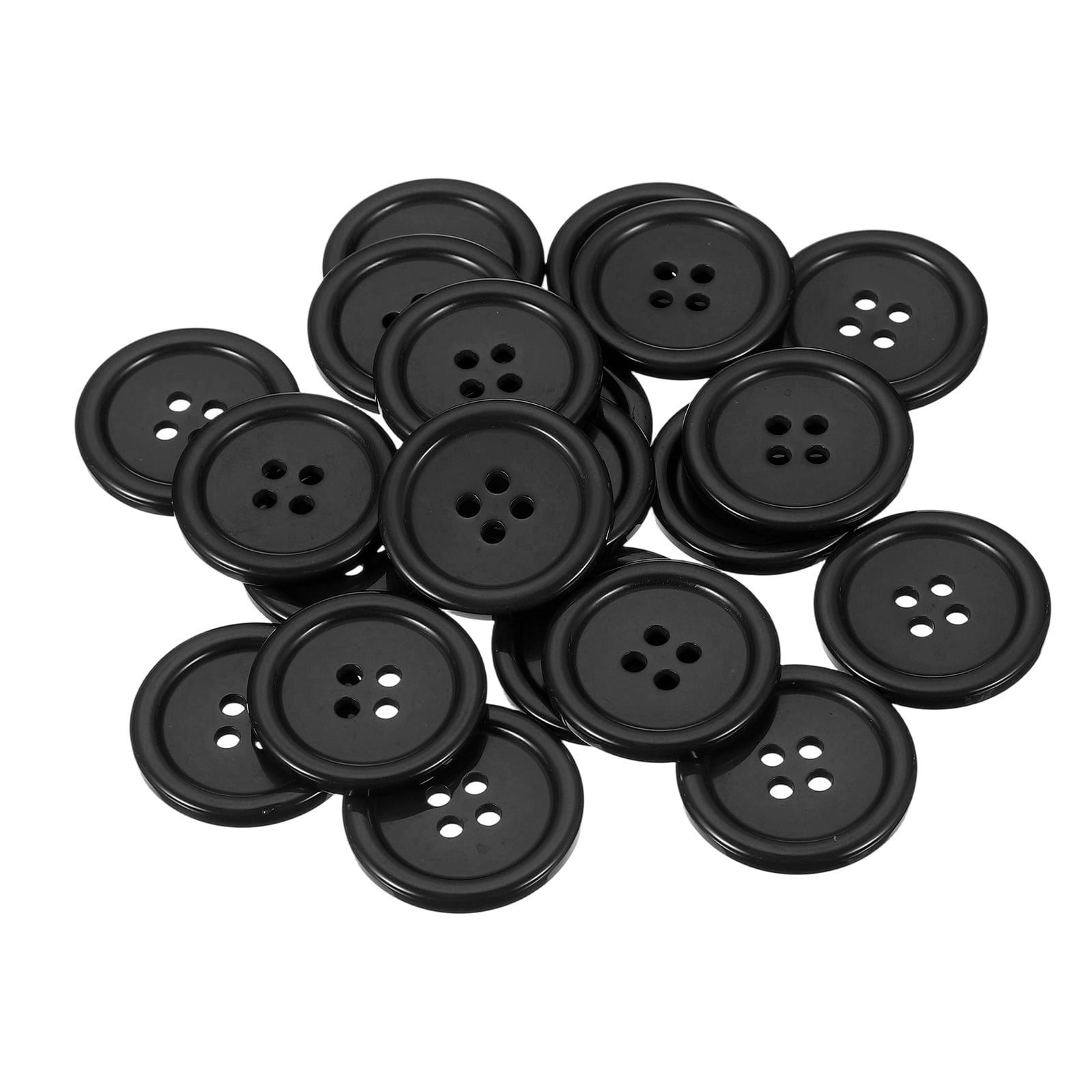 Uxcell 22 Pcs Black Resin Button, 1 1/8 Inch(30mm) Round 4 Holes Sewing ...