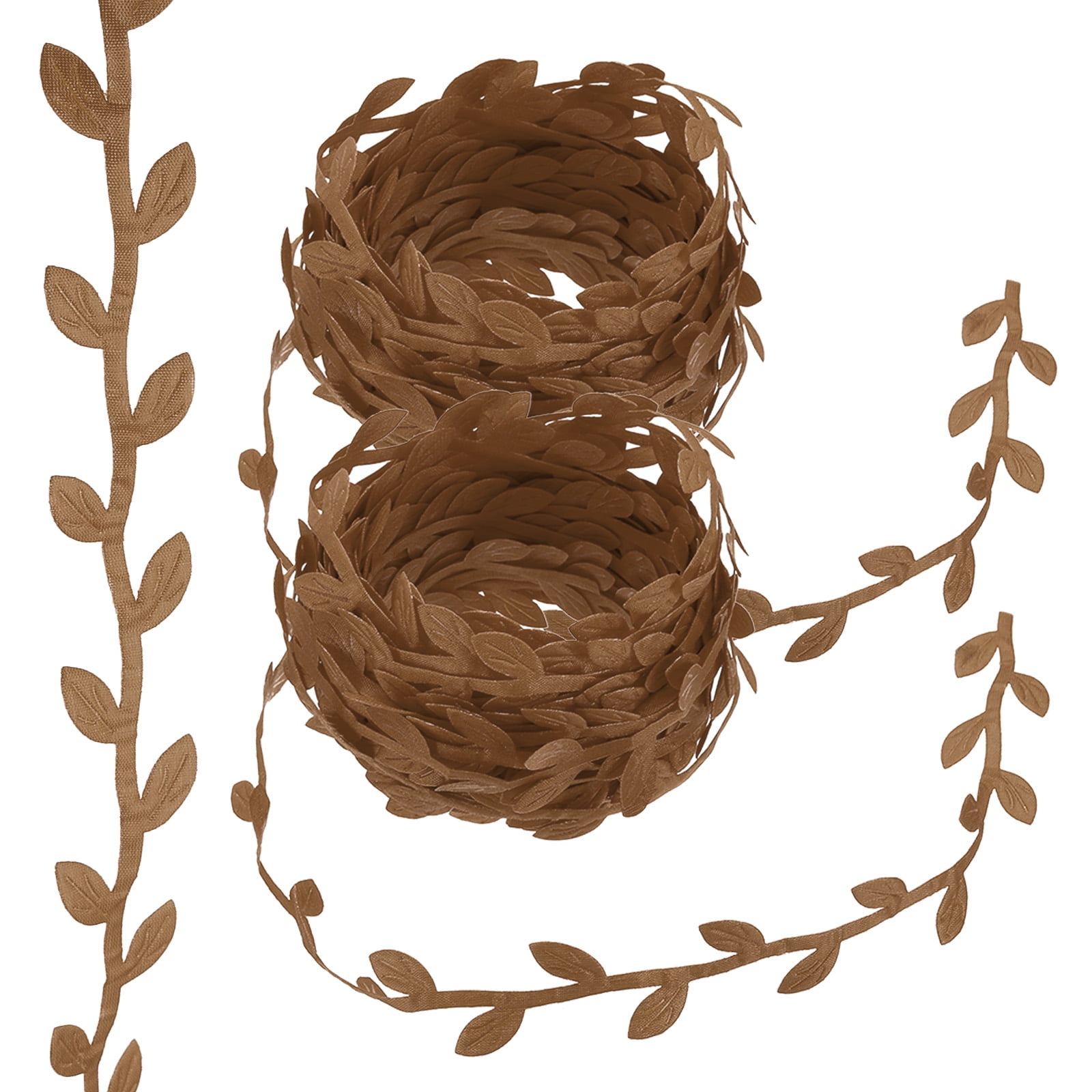 Uxcell 22 Yards Brown Leaf Ribbon, Leaves Trim Rope Artificial Leaf ...