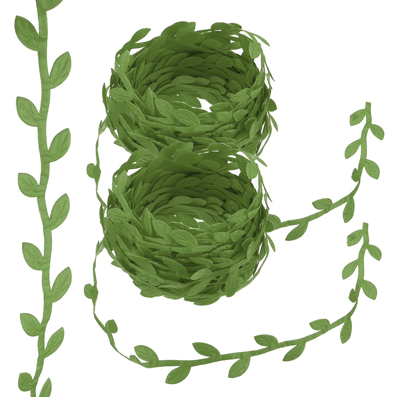 Uxcell 22 Yards Dark Green Leaf Ribbon, Leaves Trim Rope Artificial ...